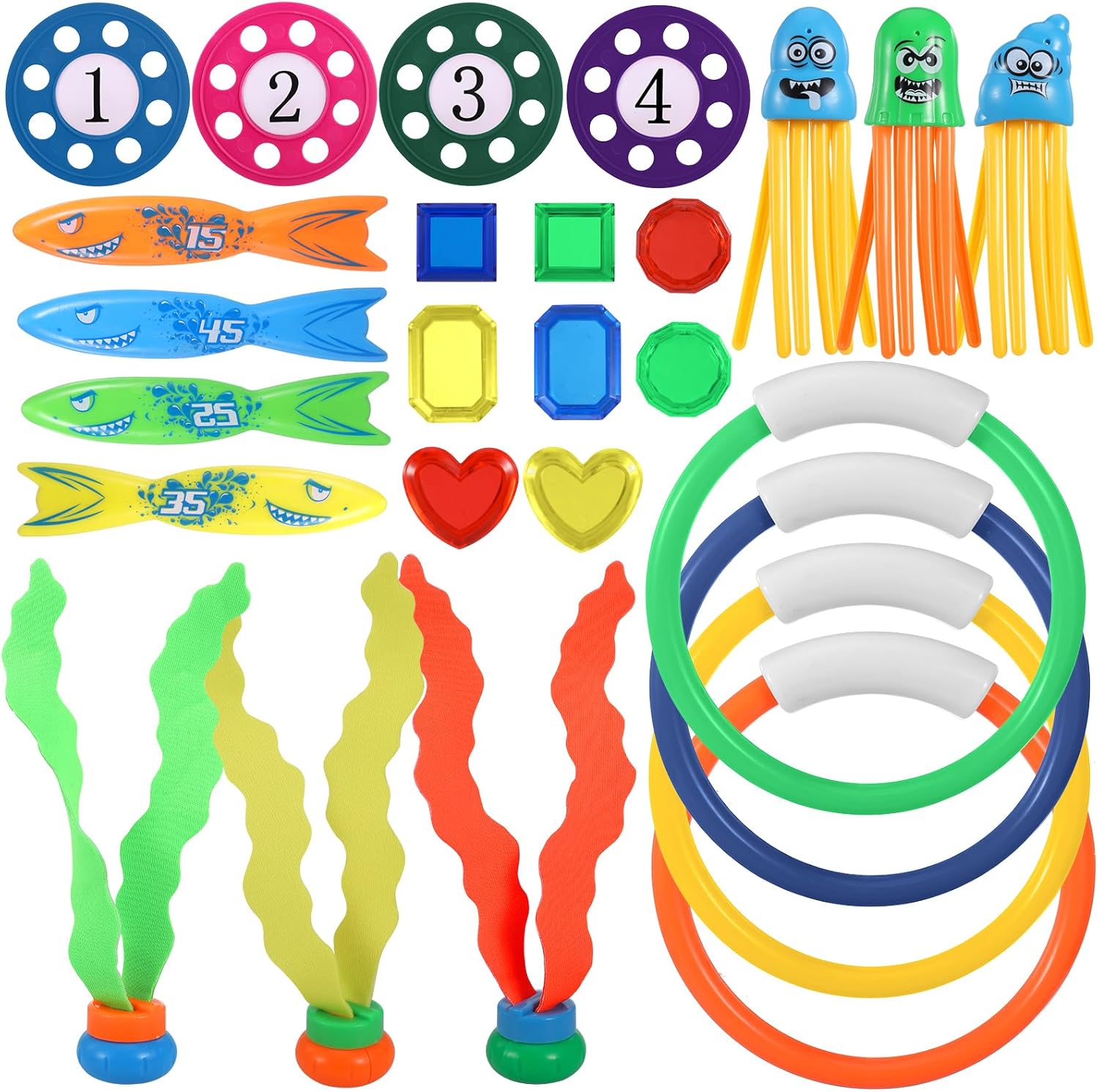 Zuimei 26Pcs Swimming Pool Toys Diving Toys Set, Underwater Training ...