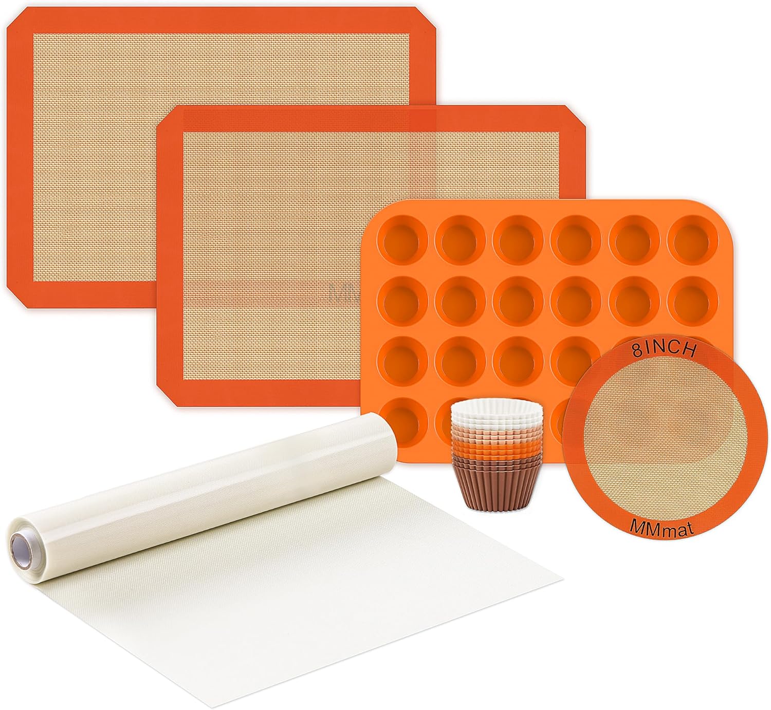 Silicone Baking Mat, Premium Non-Stick Silicone Bakeware Set, Reusable ...