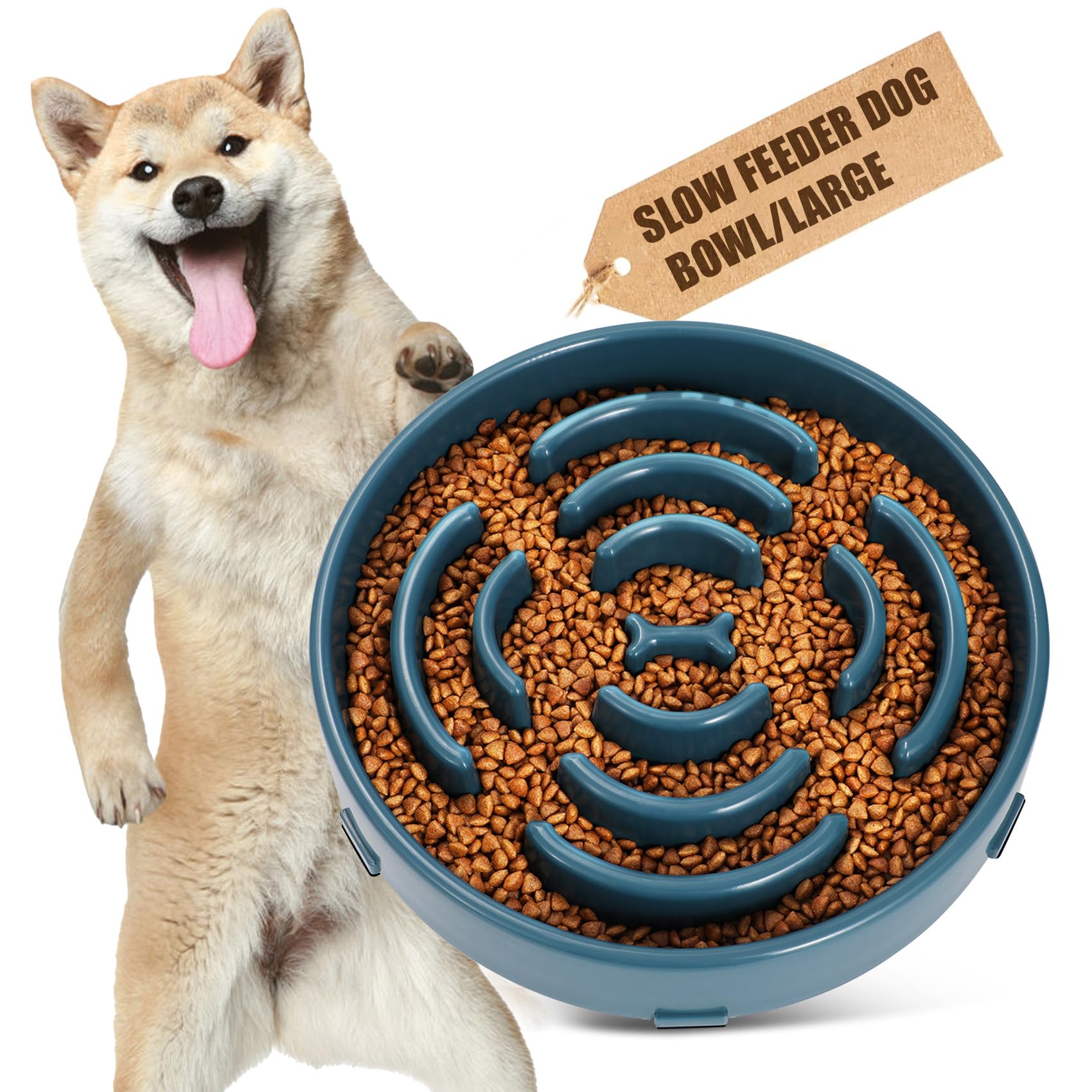 Amazon.com: WHIPPY Large Slow Feeder Dog Bowls for Large Medium Dogs ...