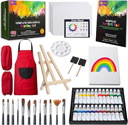 Amazon.com: RISEBRITE Painting Kit for Kids Age 8-12 - Deluxe Acrylic ...