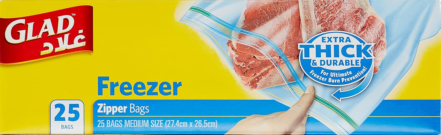 Glad zipper freezer bags size 27.4cm x 26.5cm 25pcs : Buy Online at ...