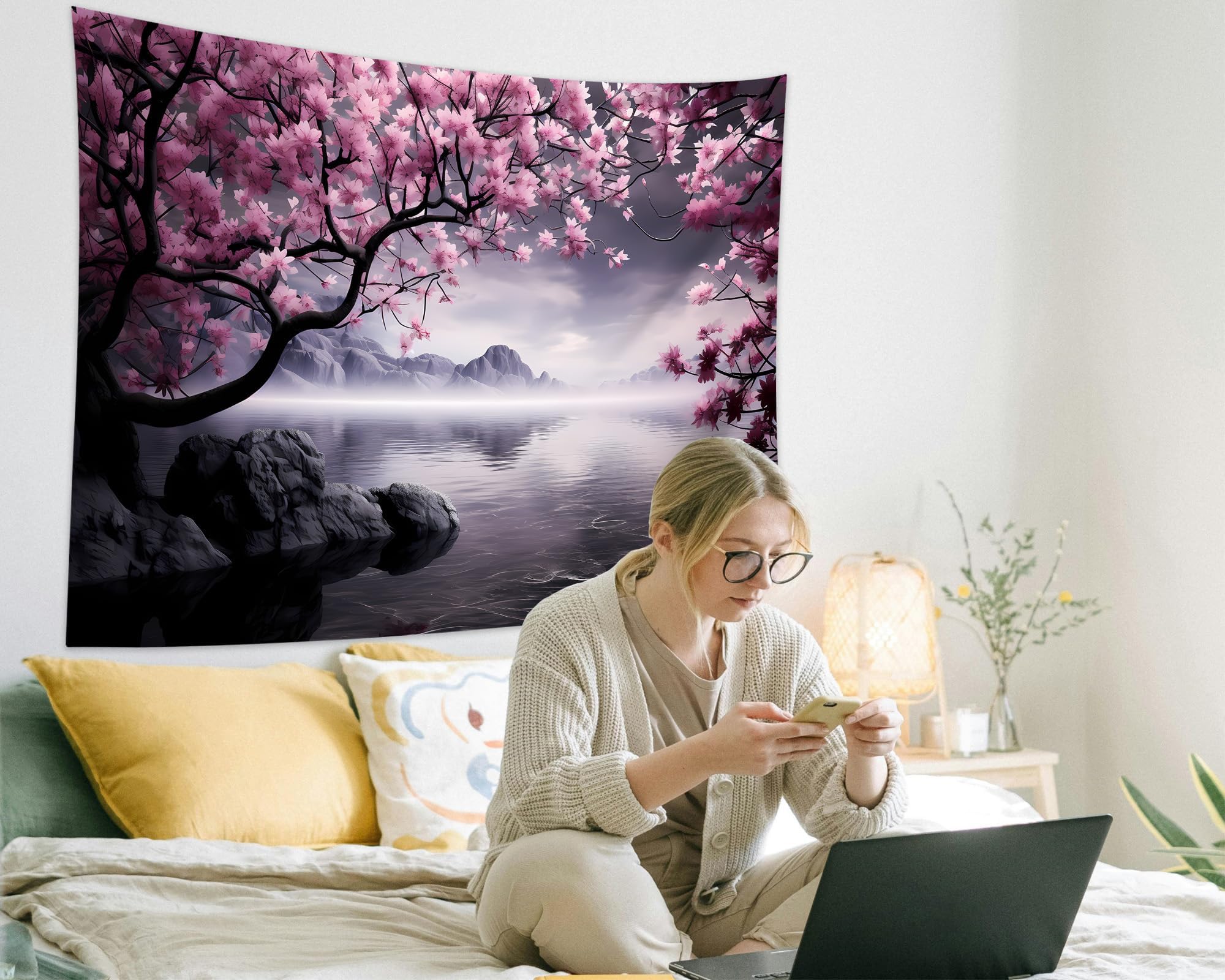 Snapklik.com : Japanese Tapestry Wall Hanging, Asian Cherry Blossom ...