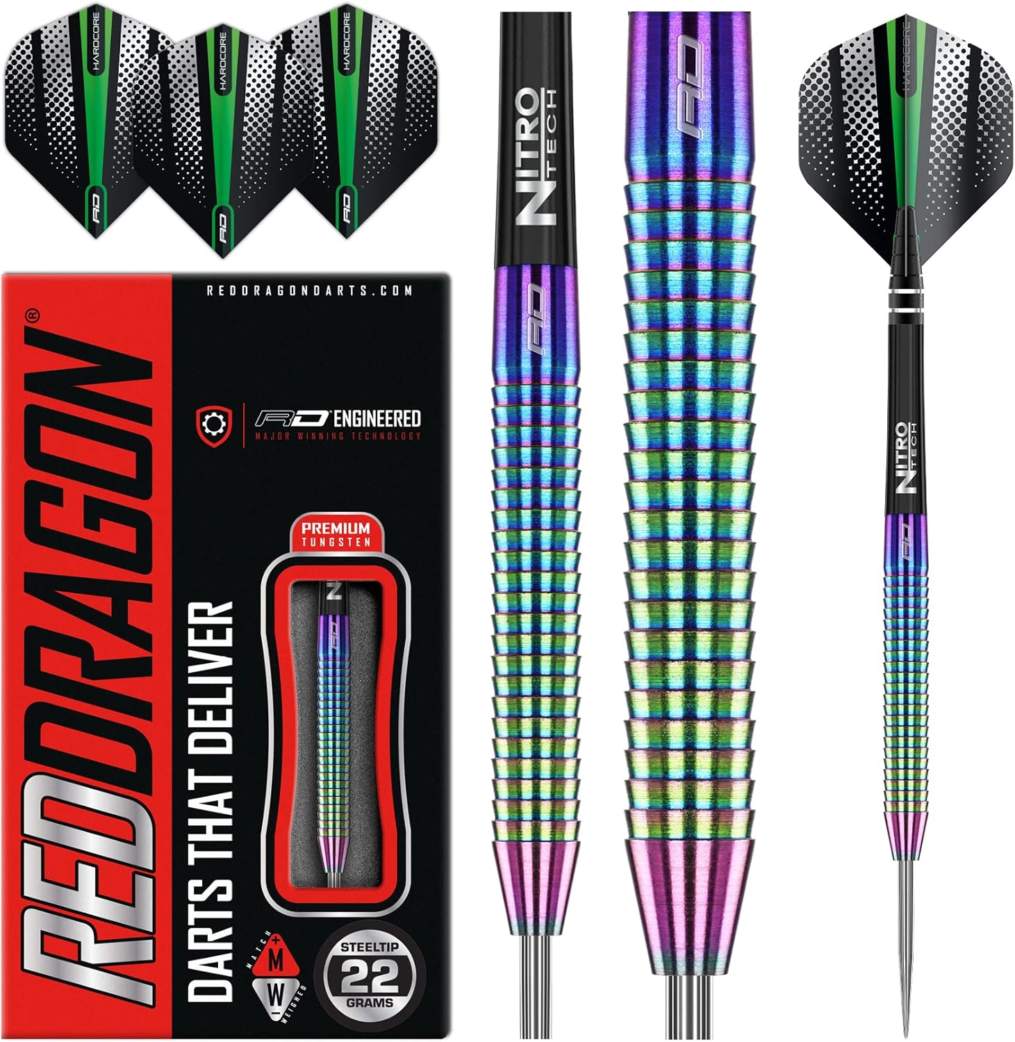 Red Dragon Razor Edge Spectron: 22g - Tungsten Darts Set with Flights ...