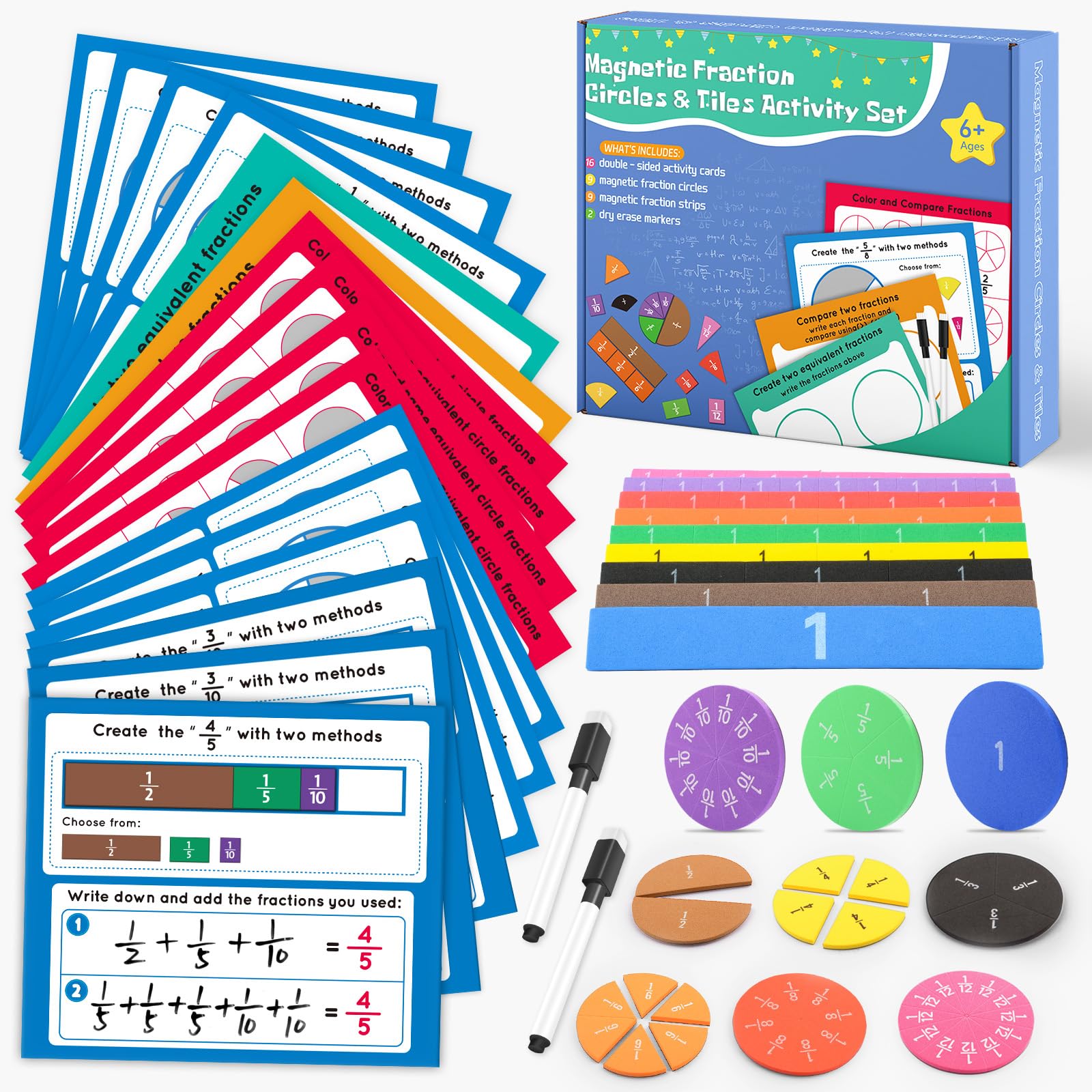 Amazon.com: Magnetic Fraction Educational Puzzle with Magnetic Fraction ...