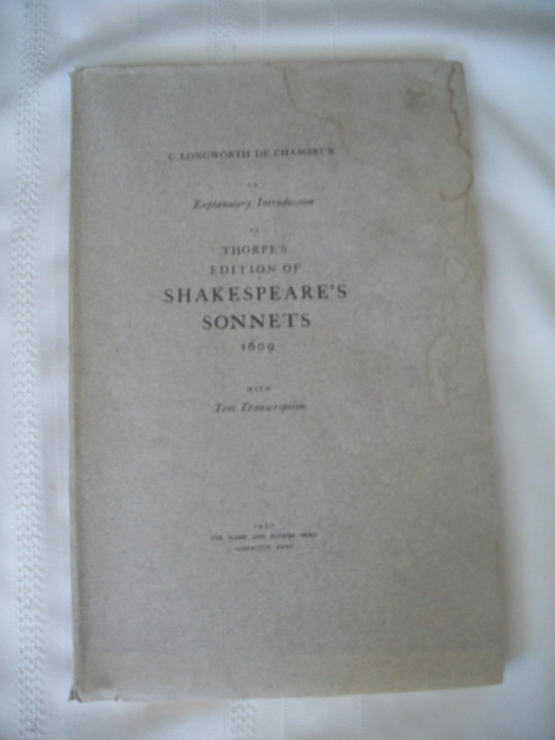 An Explanatory Introduction to Thorpe's Edition of Shakespeare's ...