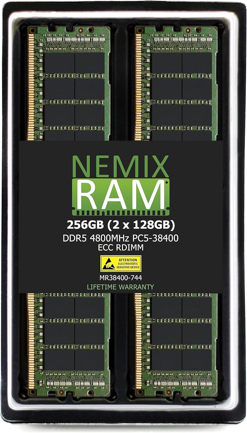 NEMIX RAM 256GB (2X128GB) DDR5 4800MHZ PC5-38400 4Rx4 ECC RDIMM KIT ...