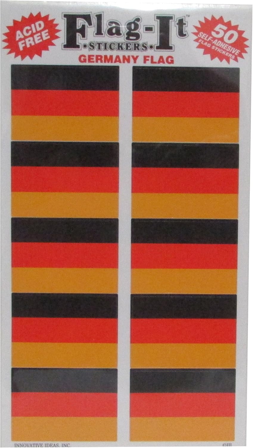 Amazon.com: German Flag Self Adhesive sticker 1 1/8" x 1 5/8" pack 50 ...
