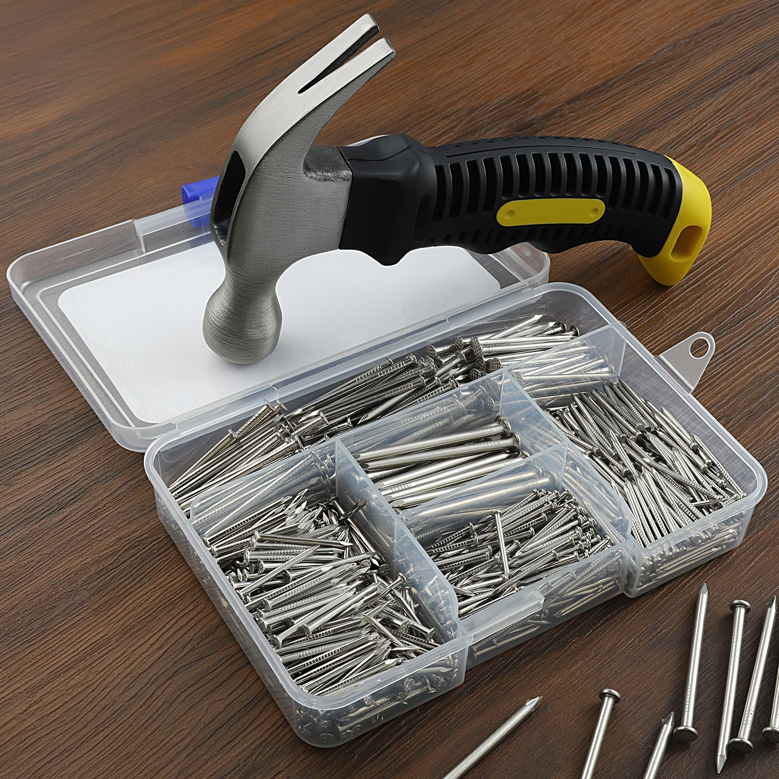 Snapklik.com : BNUOK Hardware Nails Assortment Kit And 8oz Small Hammer