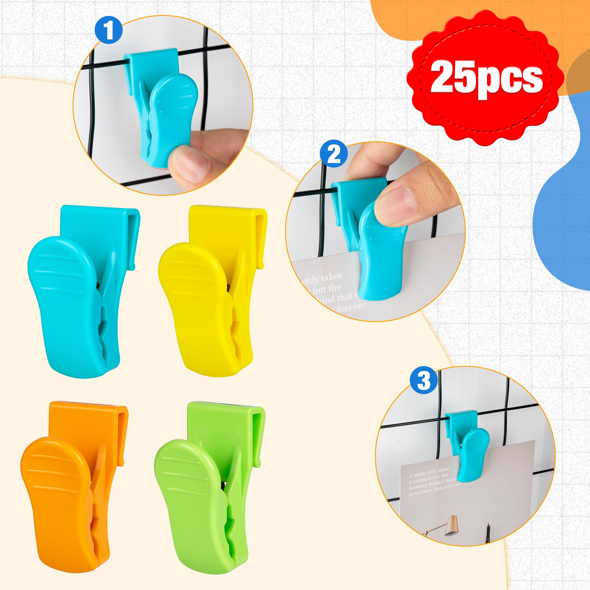 Snapklik.com : 25 PCS Grid Wall Accessory Hooks Colorful Siding Clips ...