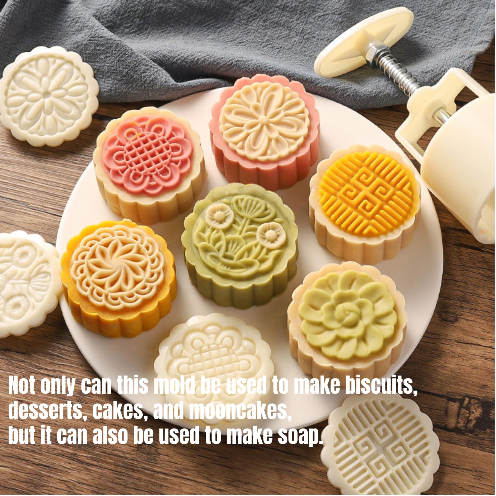 Mooncake Maker Set Mooncake Maker Press Set - 6 Pattern Hand Press For ...