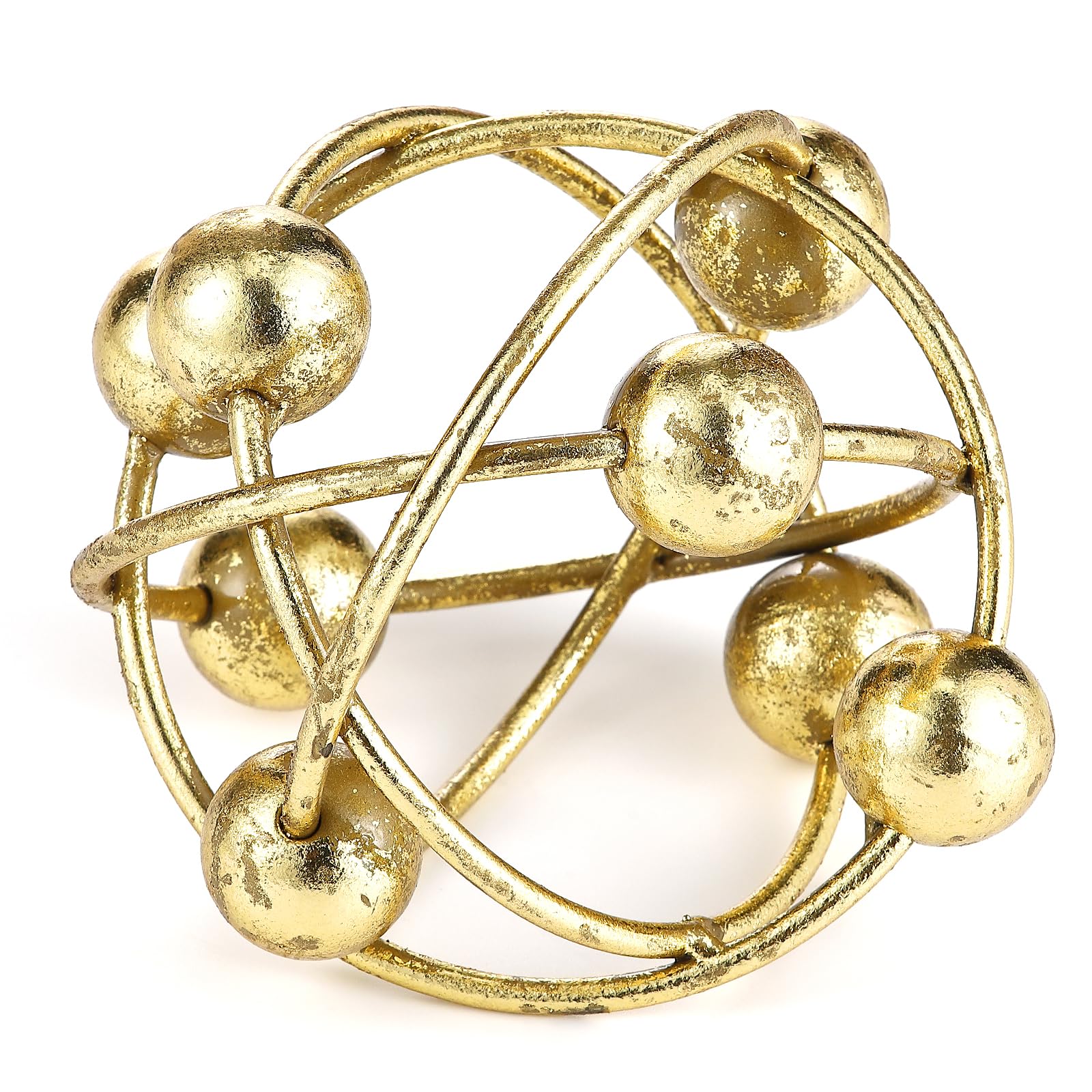 6 Inch Metal Decorative Balls Cream Metal Band Sphere, 6 Inches