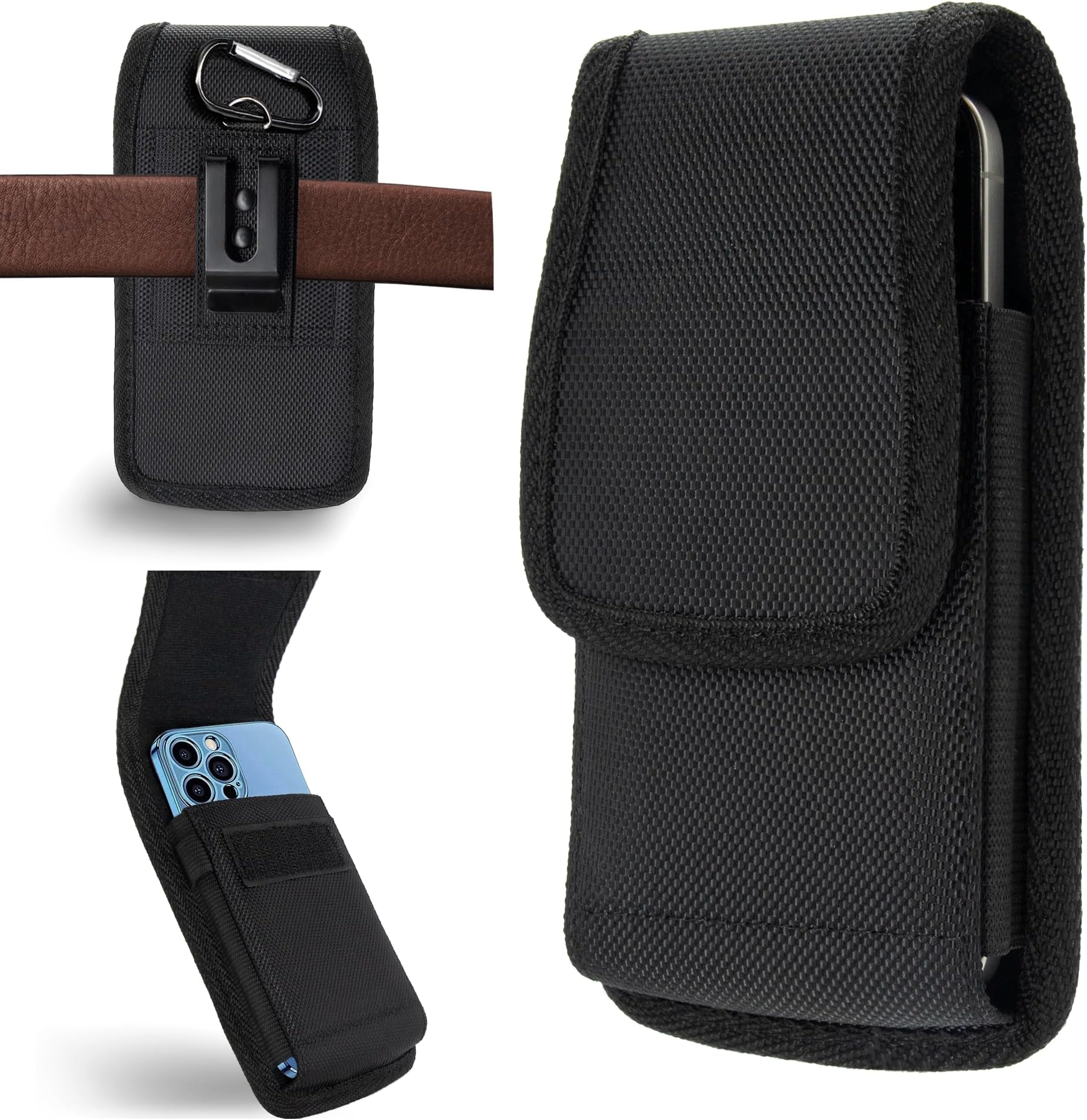 INGIDO Nylon Cell Phone Holster with Belt Clip for Galaxy S25 Ultra S24 Ultra S23 Ultra S22 ...