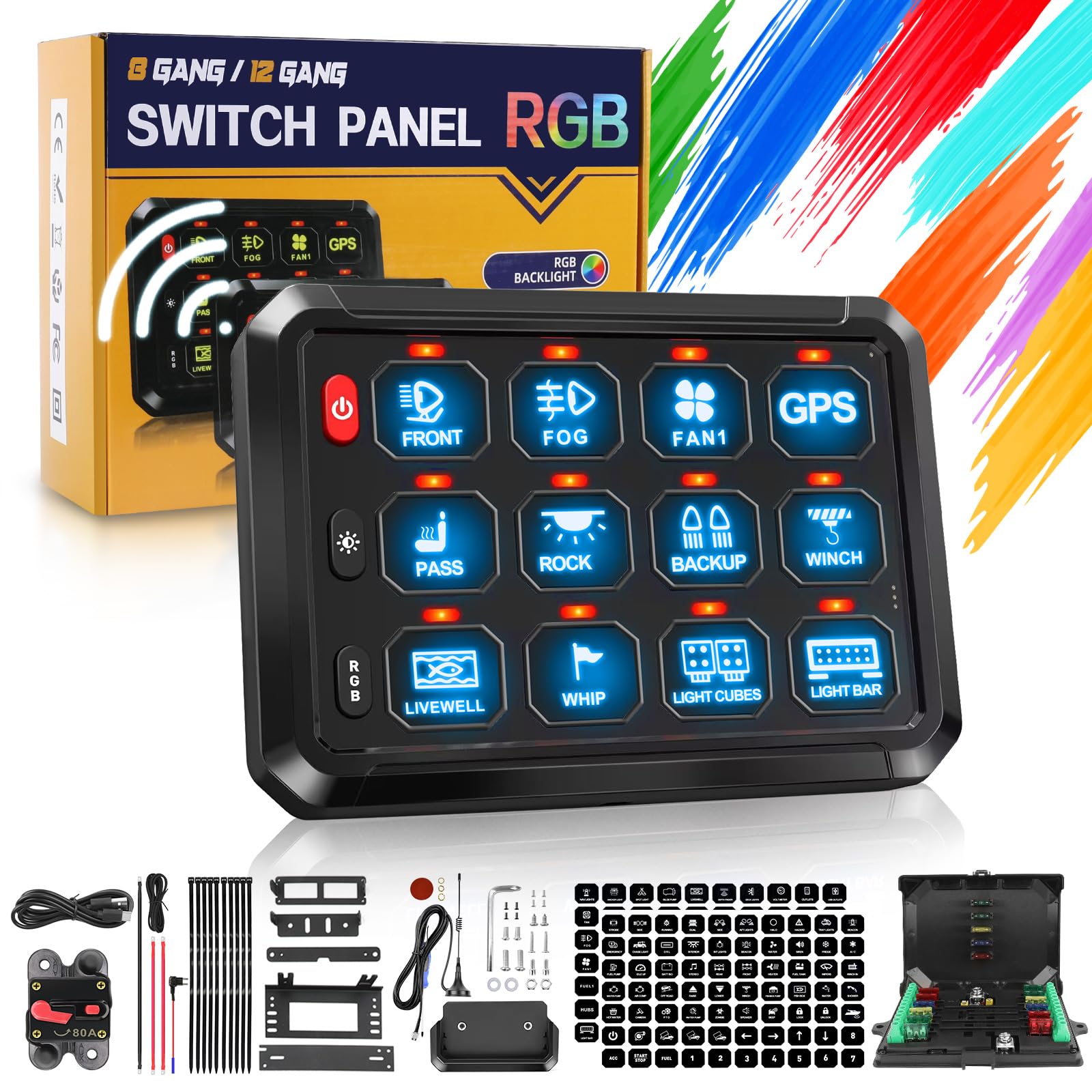 Snapklik.com : 12 Gang Switch Panel RGB Wireless Automatic Dimmable ...