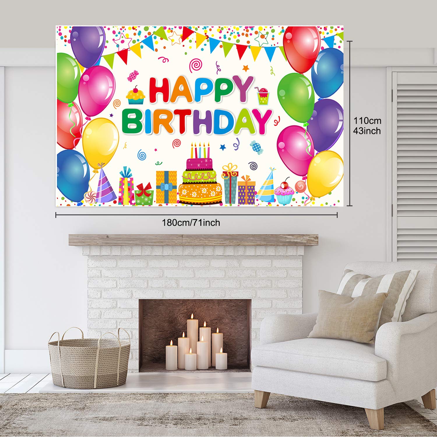 Happy Birthday Party Decorations Colorful Birthday Banner Backdrop ...