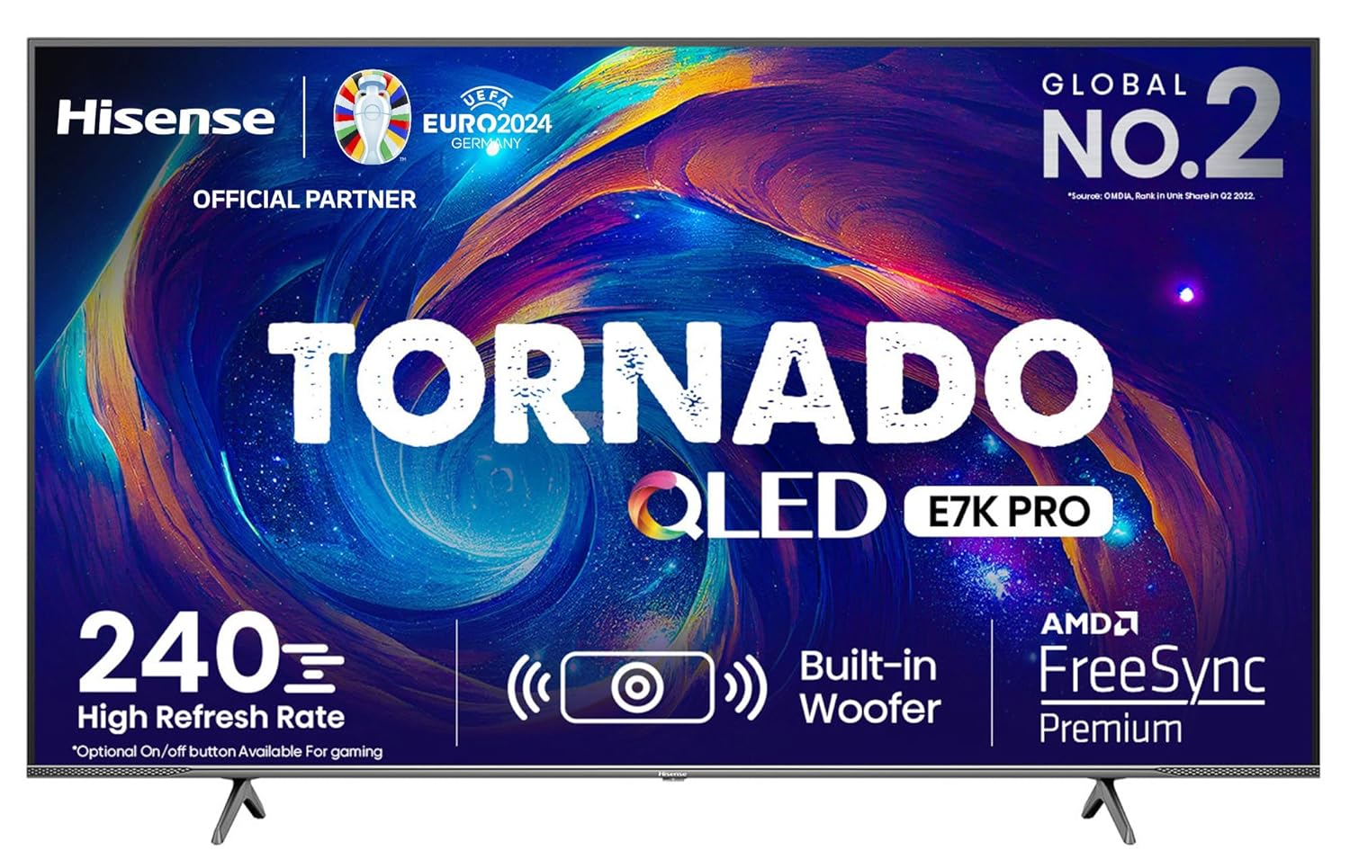 Hisense 164 cm (65 inches) Tornado Series 4K Ultra HD Smart QLED TV 65E7K PRO (Dark Grey ...