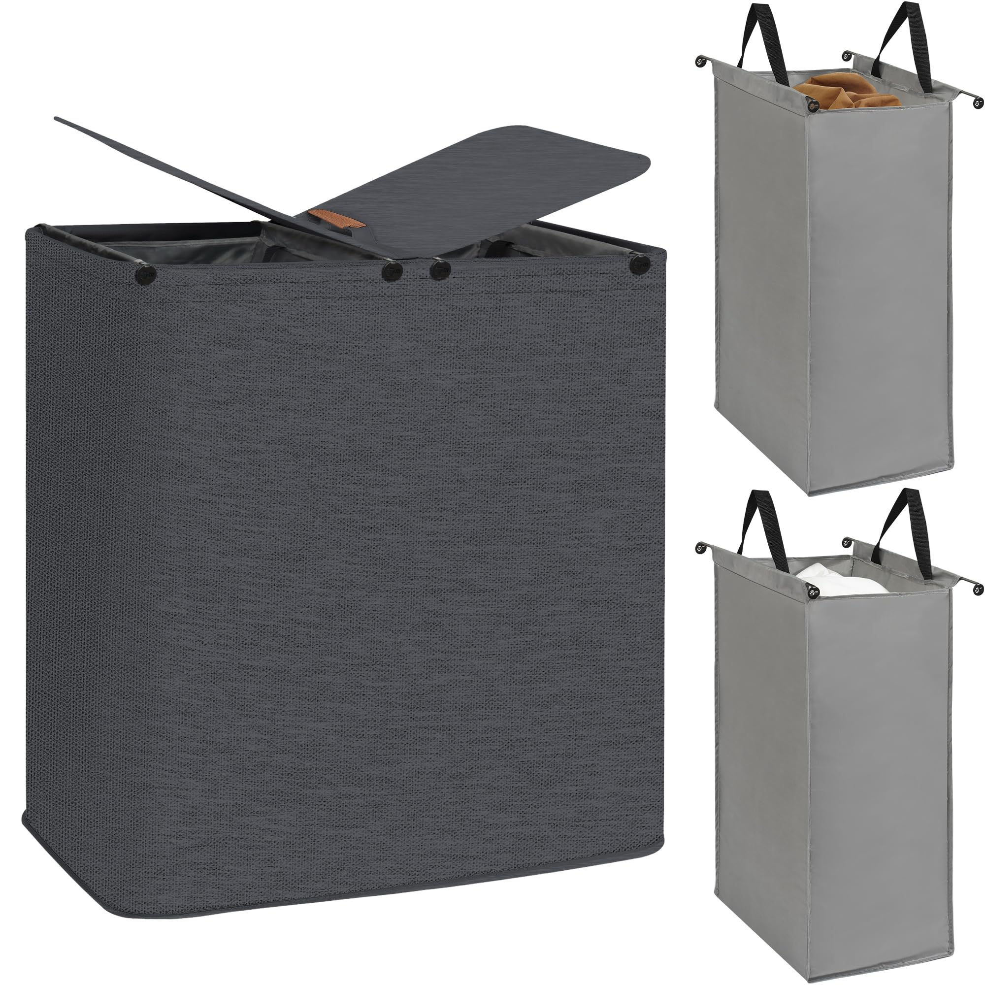 Amazon.com: STORAGE MANIAC Double Laundry Hamper, 136L Laundry Sorter ...