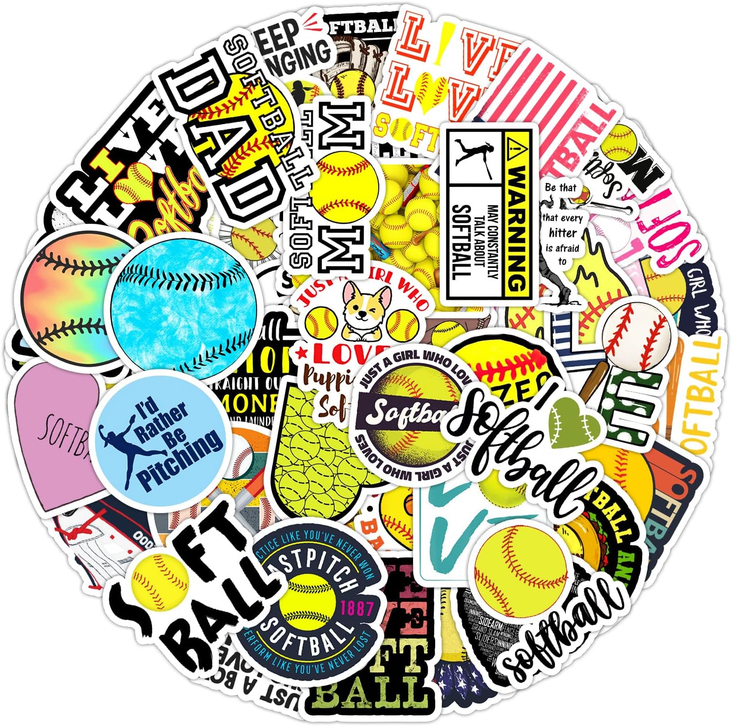 Amazon.com: Softball Stickers [50PCS] Cool Funny Aesthetic Stickers for ...
