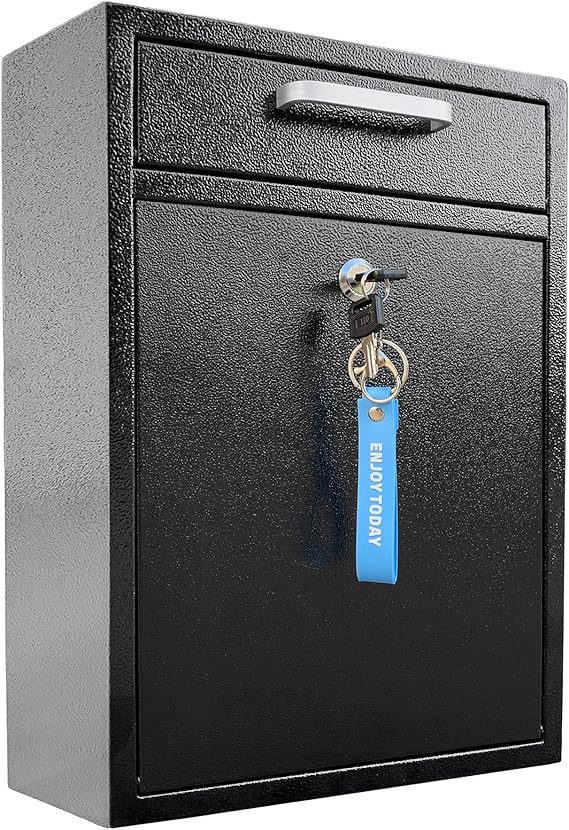 VORVIL Locking Mailbox Wall Mount - Galvanized Steel Mailbox with Keys ...