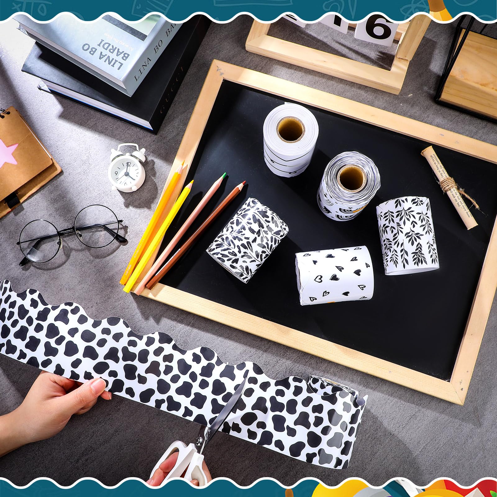 Snapklik.com : 6 Rolls Black And White Bulletin Board Border Polka Dots ...