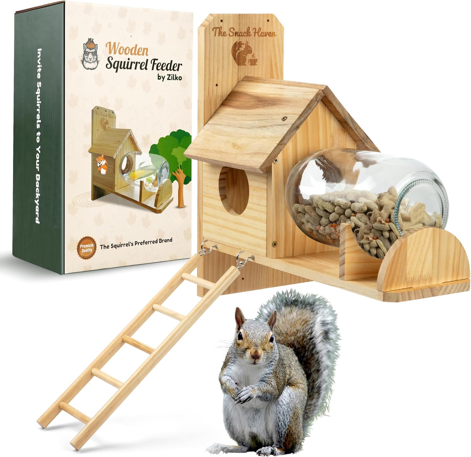 Amazon.com : ZILKO - Wood Squirrel Feeders for Outside Large - Backyard ...