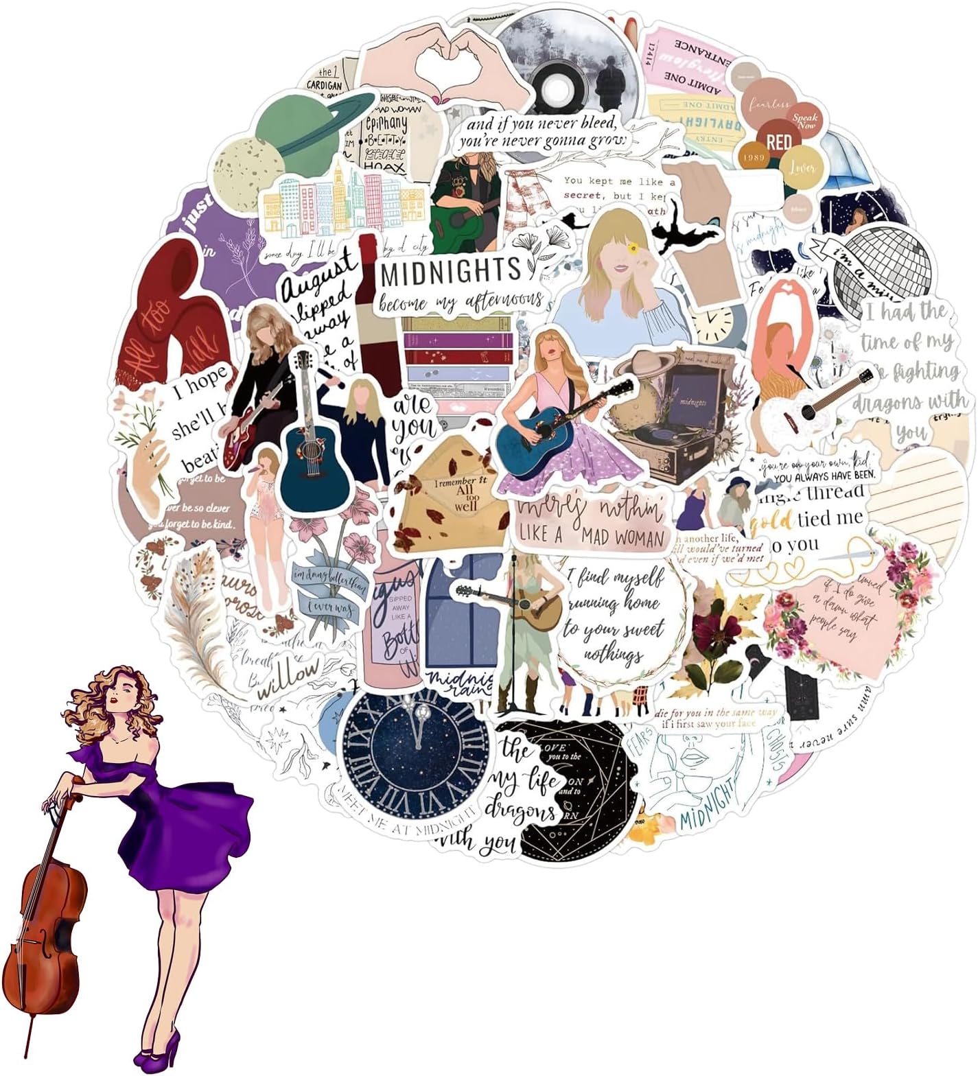 100 Pack Taylor Stickers, Waterproof Vinyl Stickers, Singer Decal, Pop ...
