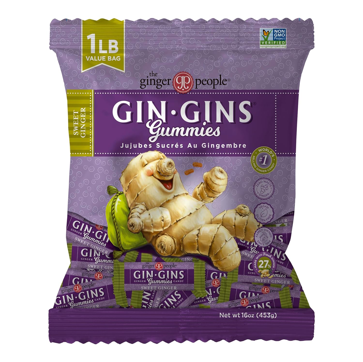 Amazon.com : GIN GINS Sweet Ginger Gummies – Natural Fresh Ginger Candy ...
