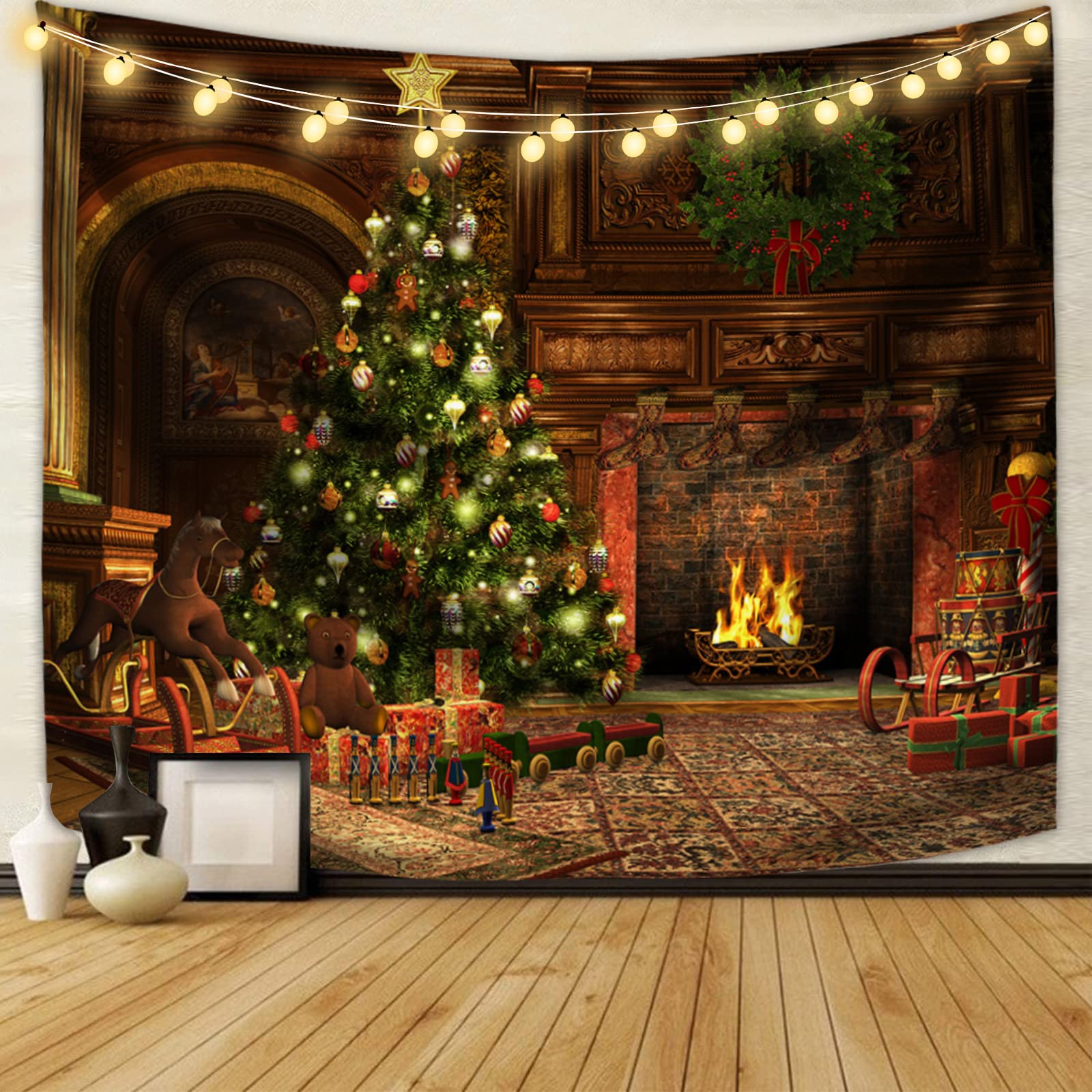 59"× 51" Christmas Tapestry Wall Hanging Decorations,Large Vintage Xmas ...