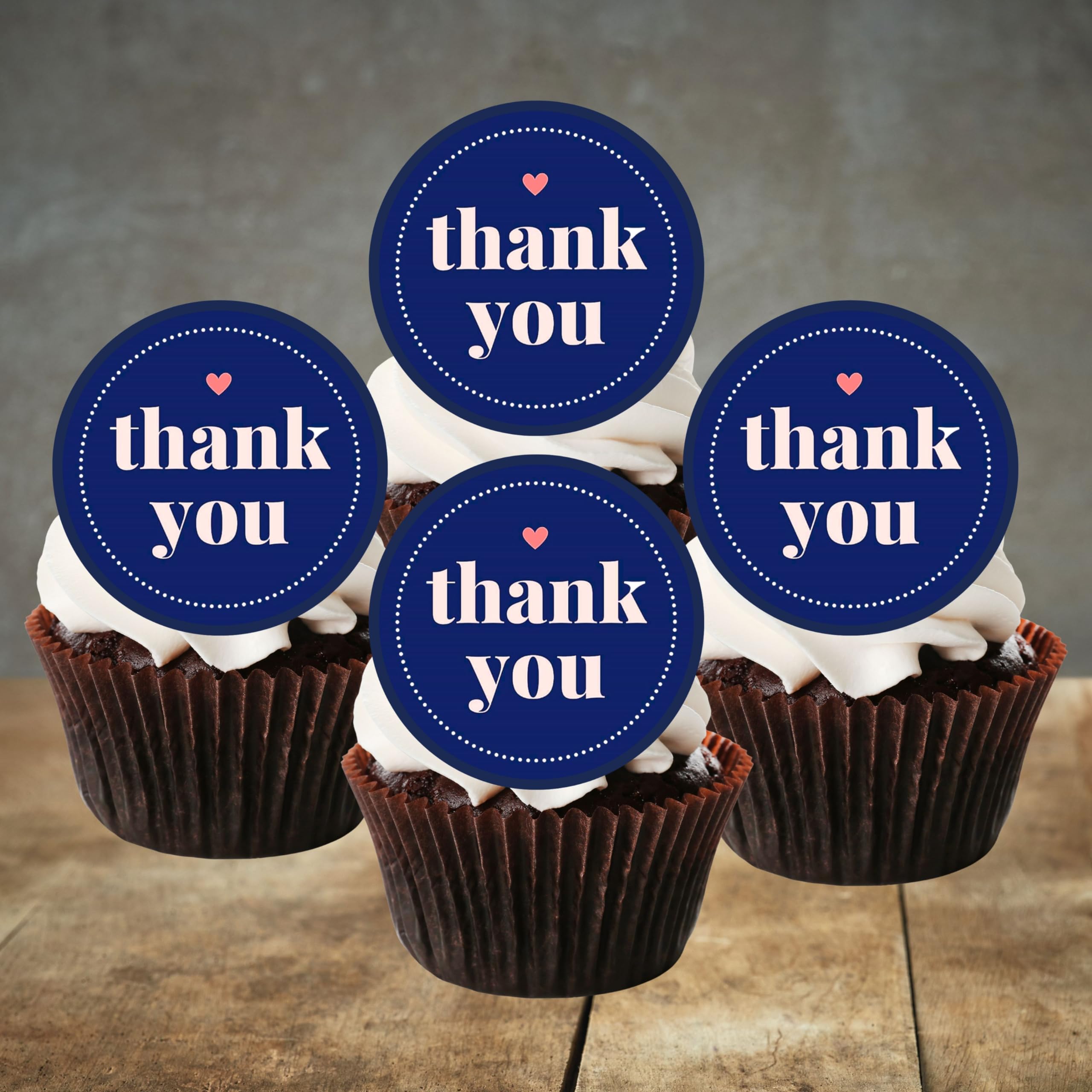 24 PRECUT Thank You Cupcake Toppers Theme #3, Edible Thank You Cake ...