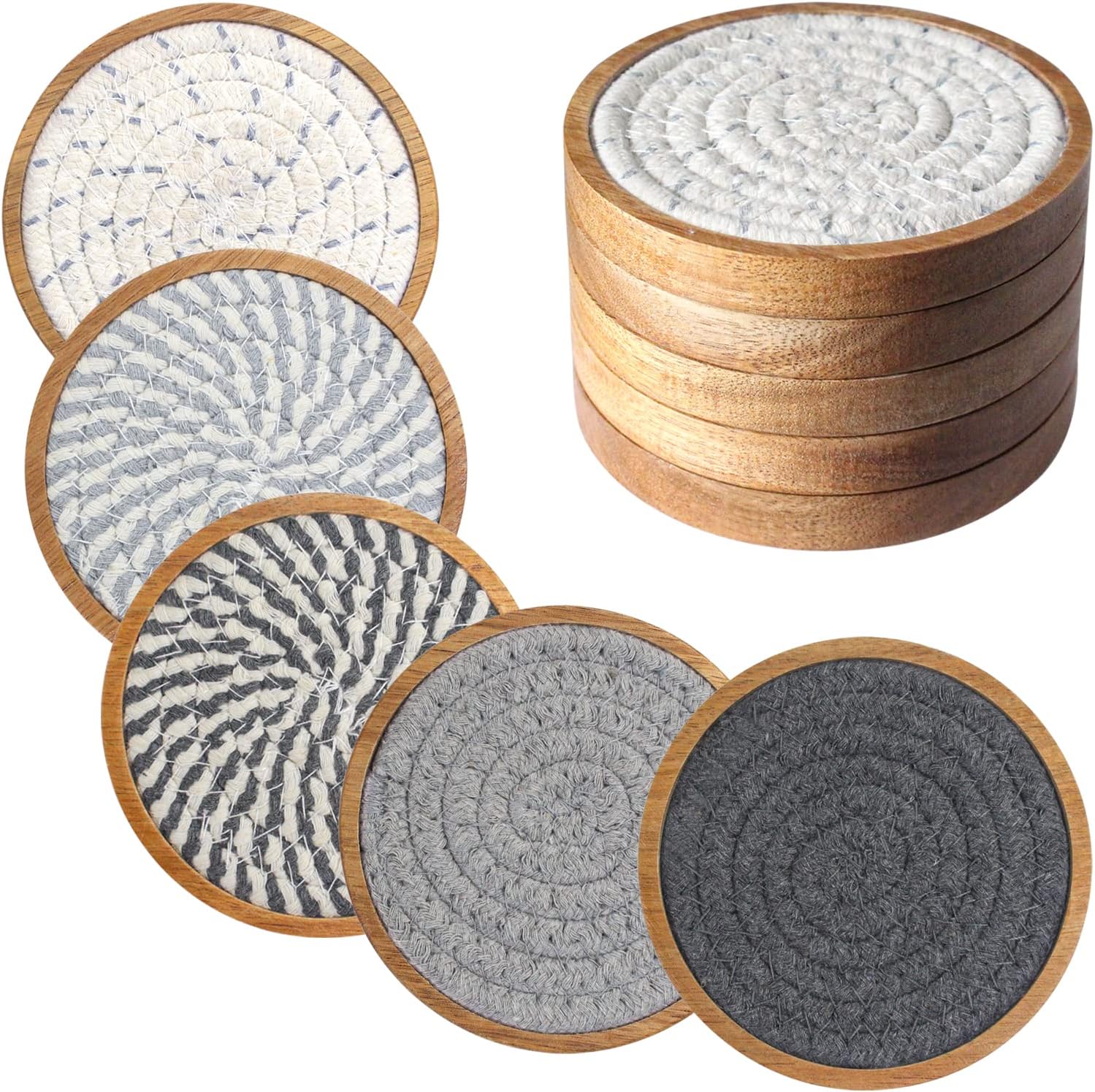 Amazon.com: Eykao 5 Pack Coasters for Drinks Absorbent, 4.3 inches Cork ...