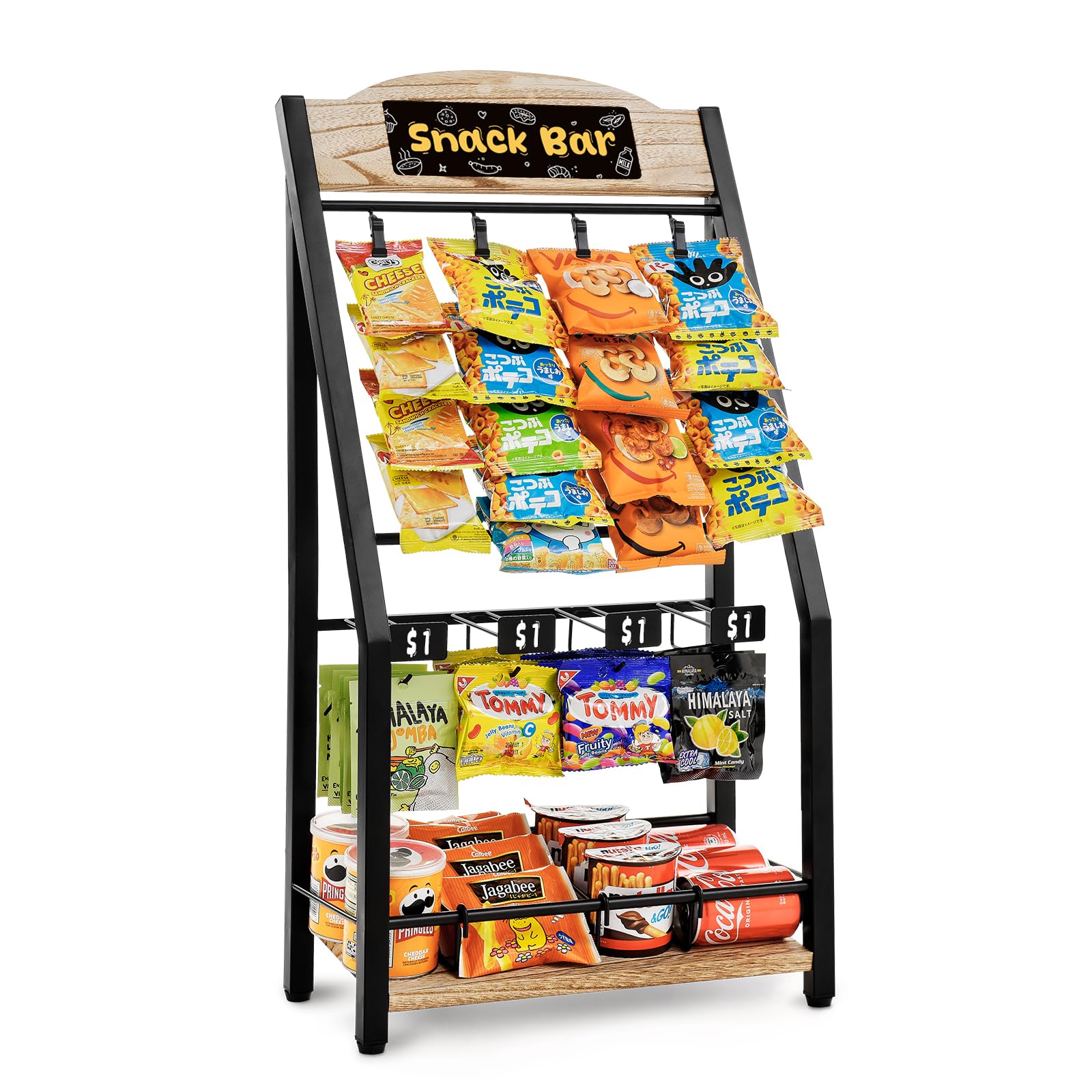 Snapklik.com : Chip Rack Display Stand, 4 Tiers 20 Clips Snack ...