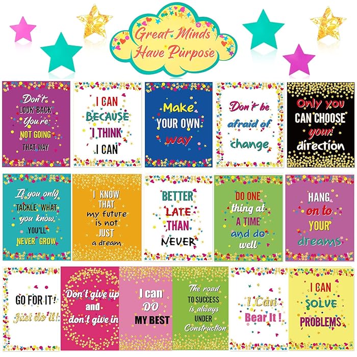 Buy Growth Mindset Posters Set, Motivational Poster Bulletin Board ...