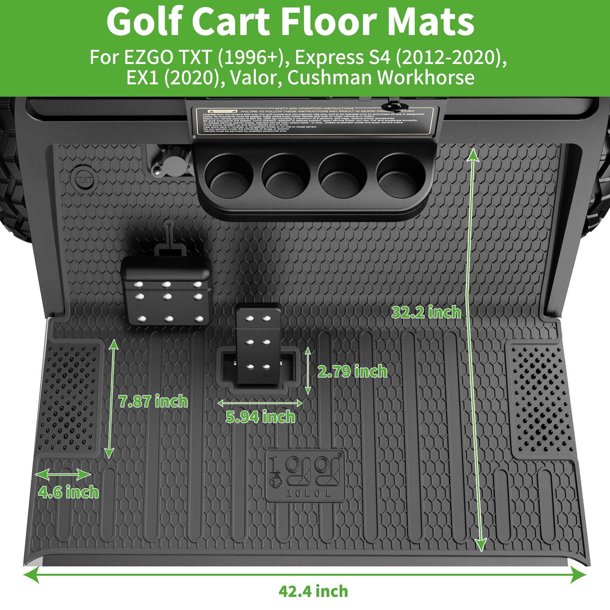 Golf Cart Mats, Upgraded Full Coverage Golf Cart Floor Mat for EZGO TXT (1996+), Express S4 ...