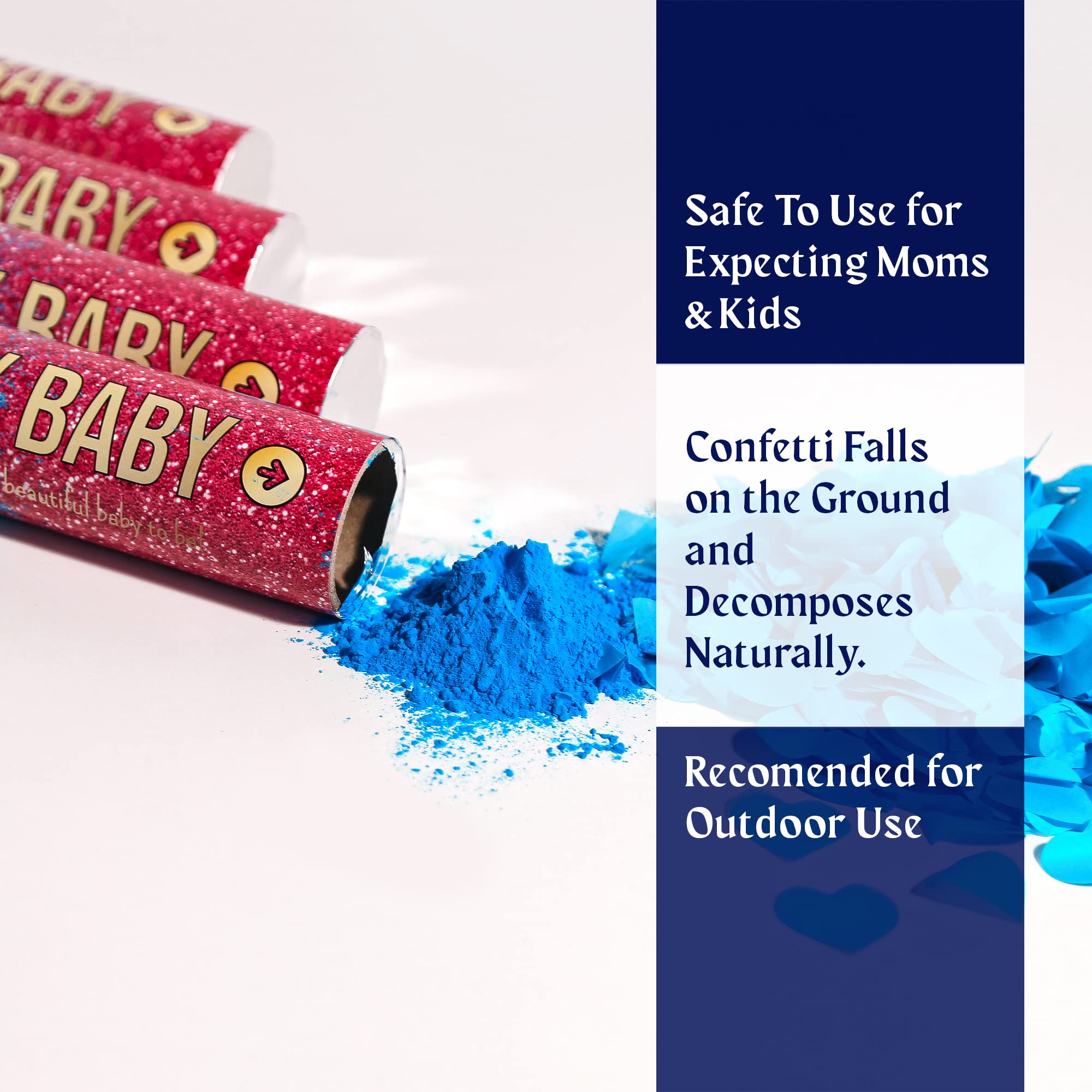 Buy Gender Reveal Confetti Cannon - Pack Of 4 Biodegradable Blue Color ...