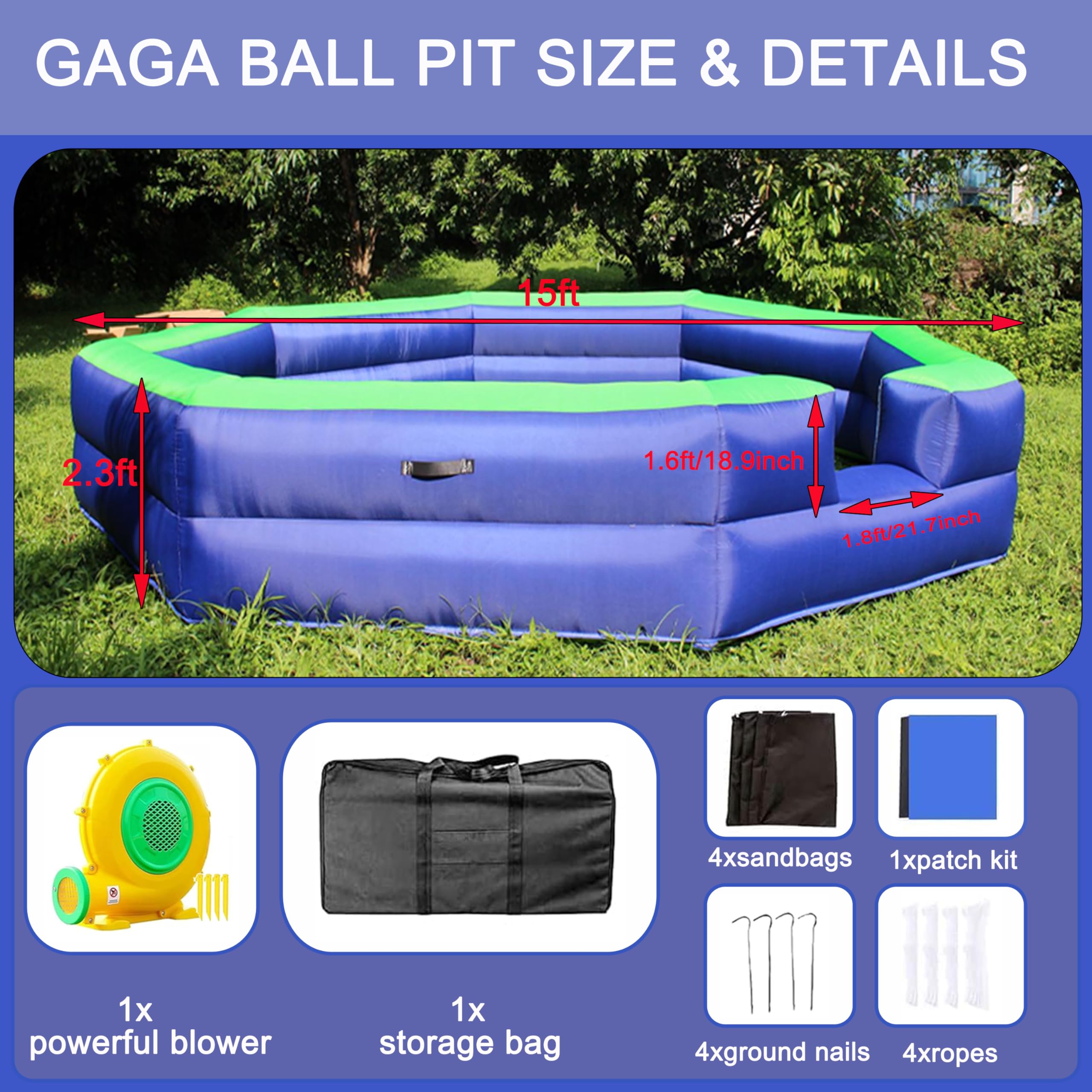 Gaga Ball Pit Portable Gaga Ball Pit Rules Ball Pit Inflatable 15ft ...
