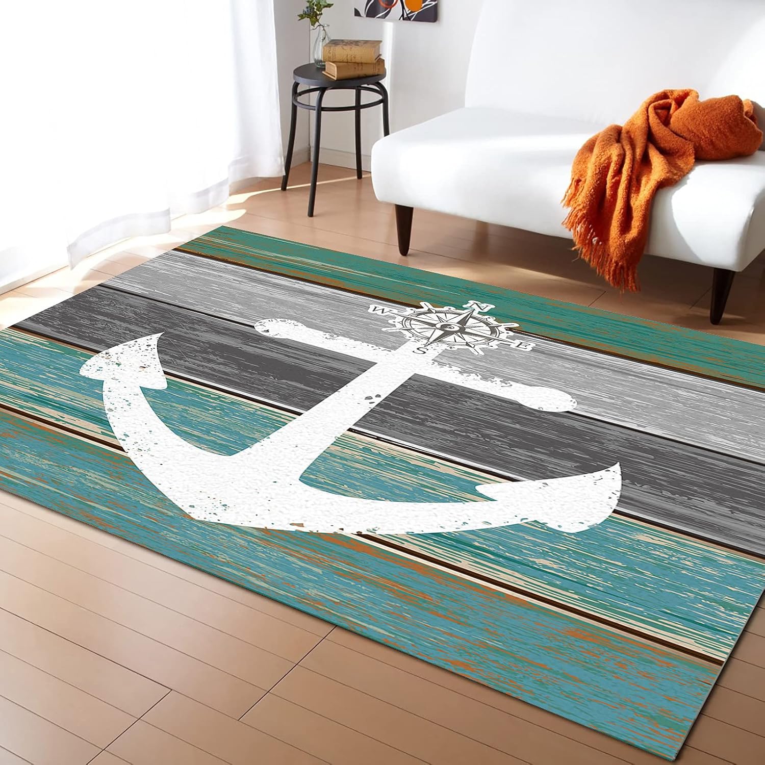 Amazon.com: Nautical Rugs, Anchor Area Rug, Rugs for Living Room ...