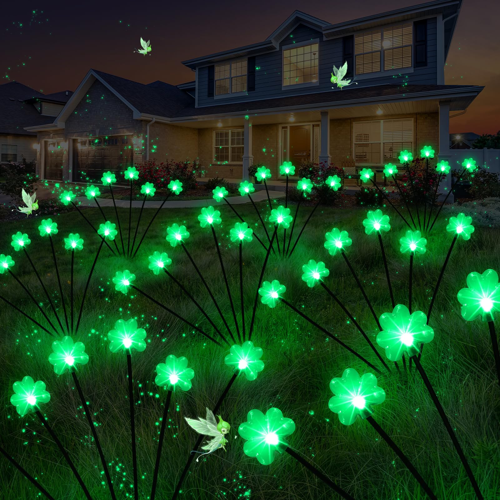 Solar Shamrock Swaying Firefly Lights Outdoor for St Patrick's Day ...