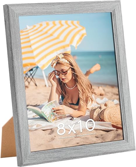 Amazon.com - 8x10 Wood Frame Grey, Rustic Natural 10x8in Gray Woodgrain ...