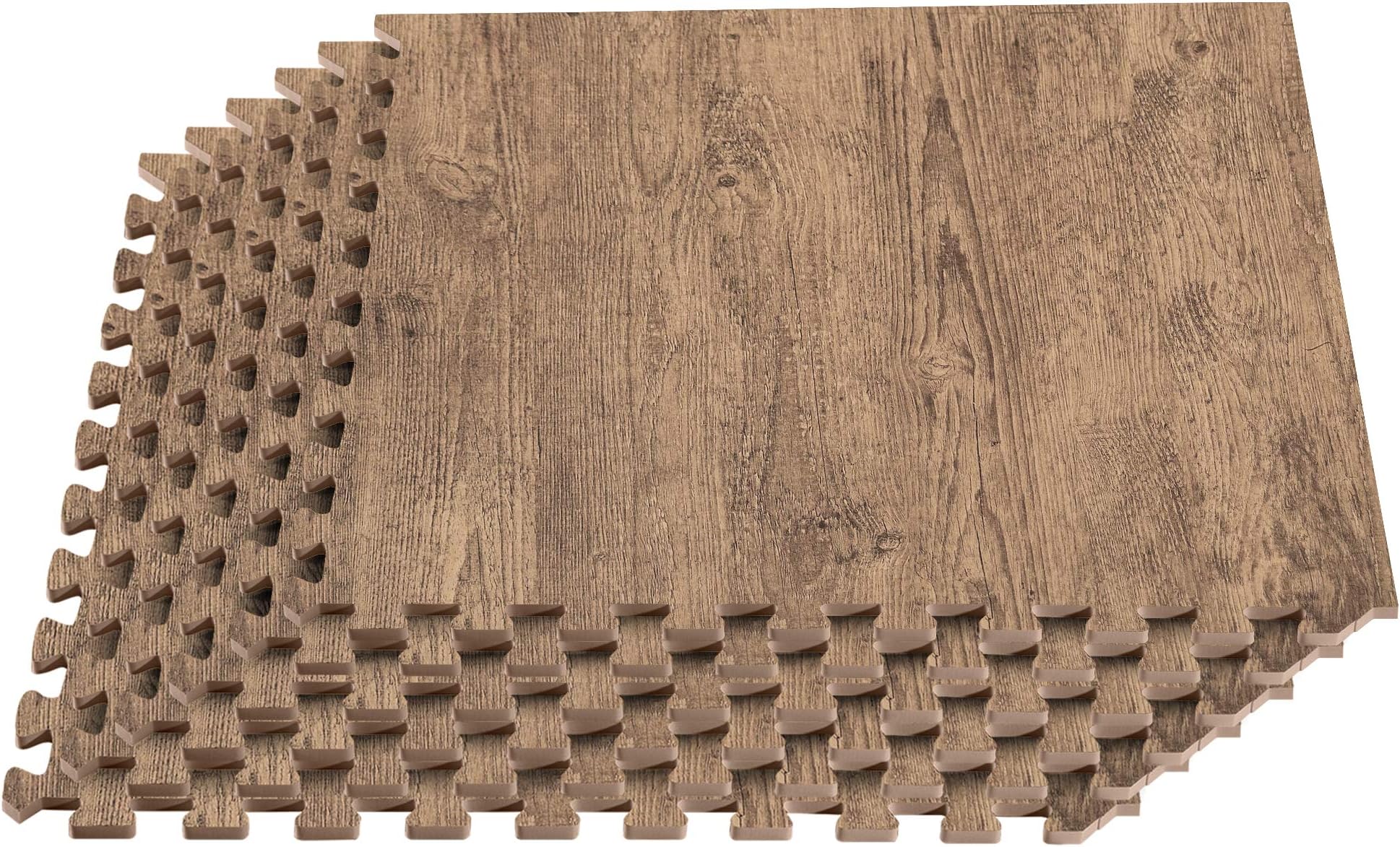 Amazon.com: Greatmats Foam Tiles Wood Grain 7/16 Inch x 2x2 Ft. Rustic ...