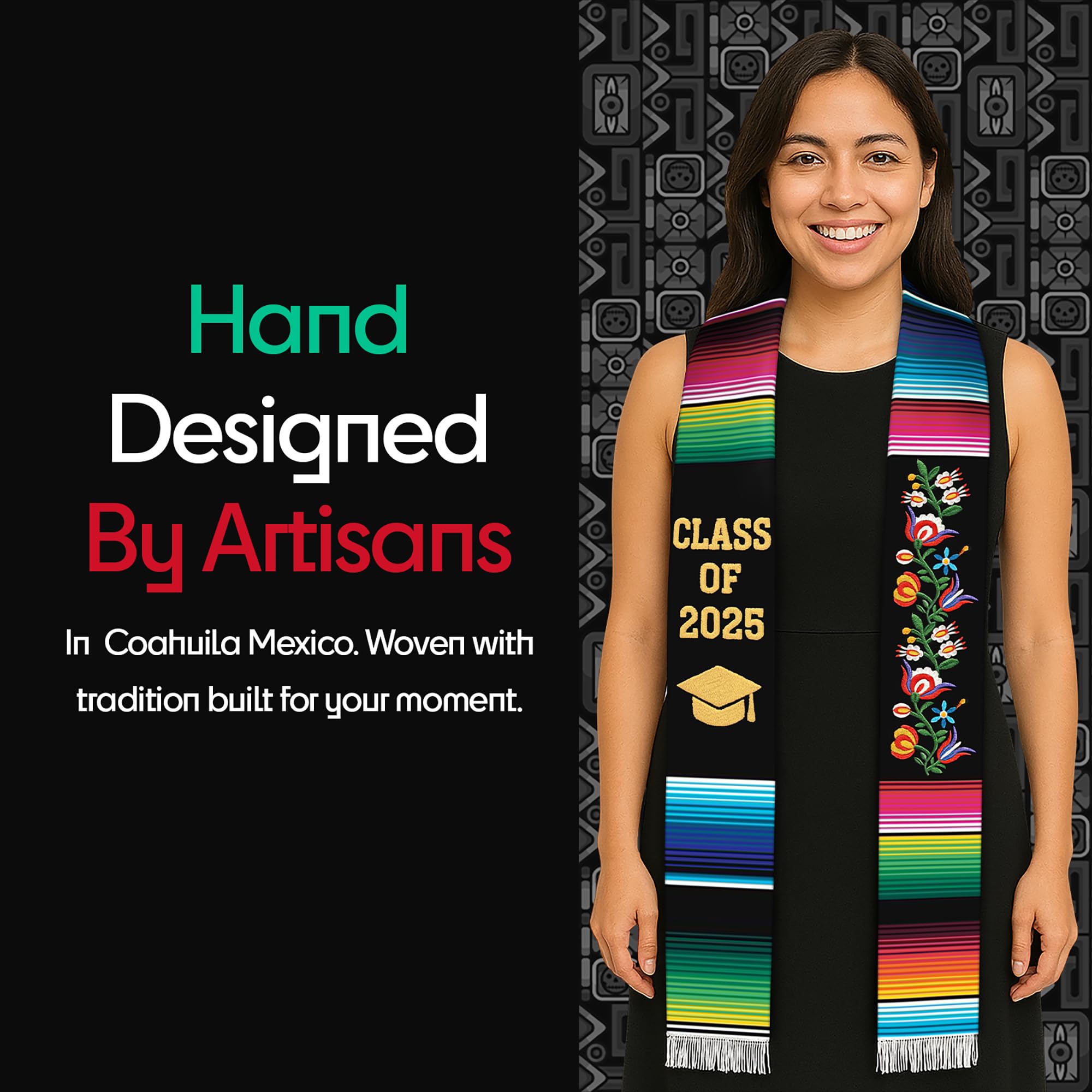 Snapklik.com : Deluxe Mexican Graduation Sash 2025 Embroidered ...