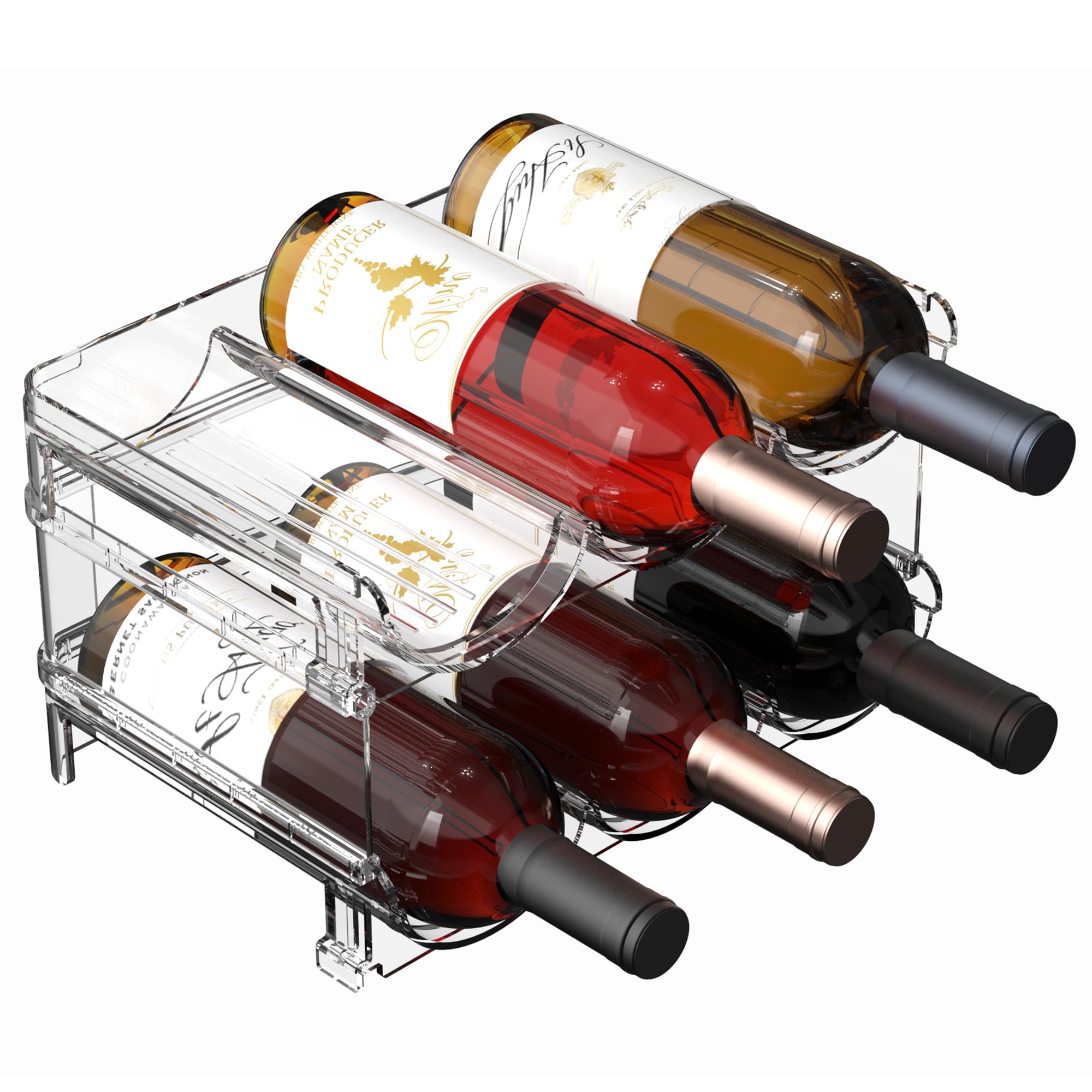 Amazon.com: Plastic Stackable Wine Rack for Refrigerator, 2 Tier Large ...
