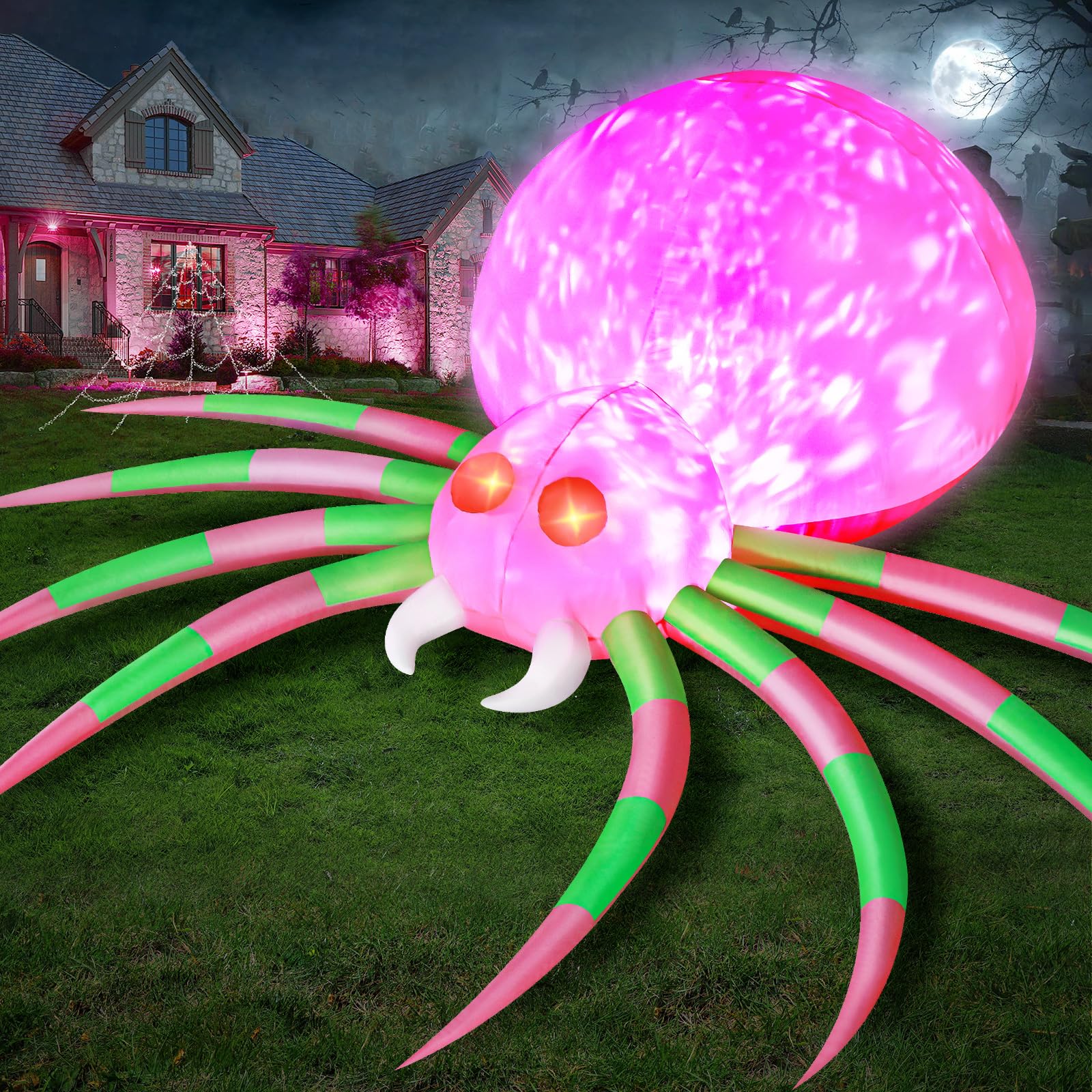 Purple Spider Halloween Inflatable HOOJO 12 FT Long Halloween