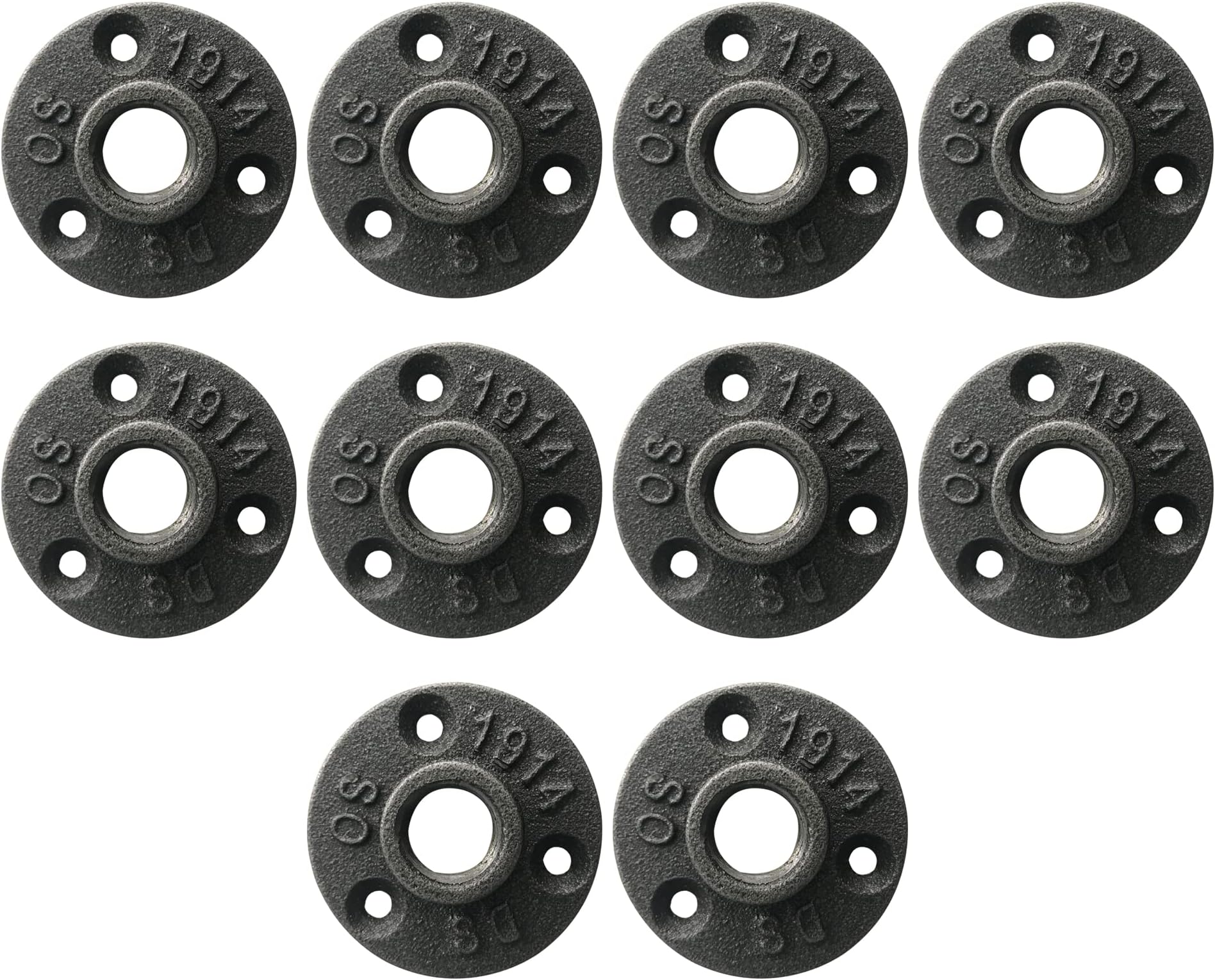 Amazon.com: 10 PACK 1/2" 3 Holes Floor Flange, Rustic Industrial Black ...