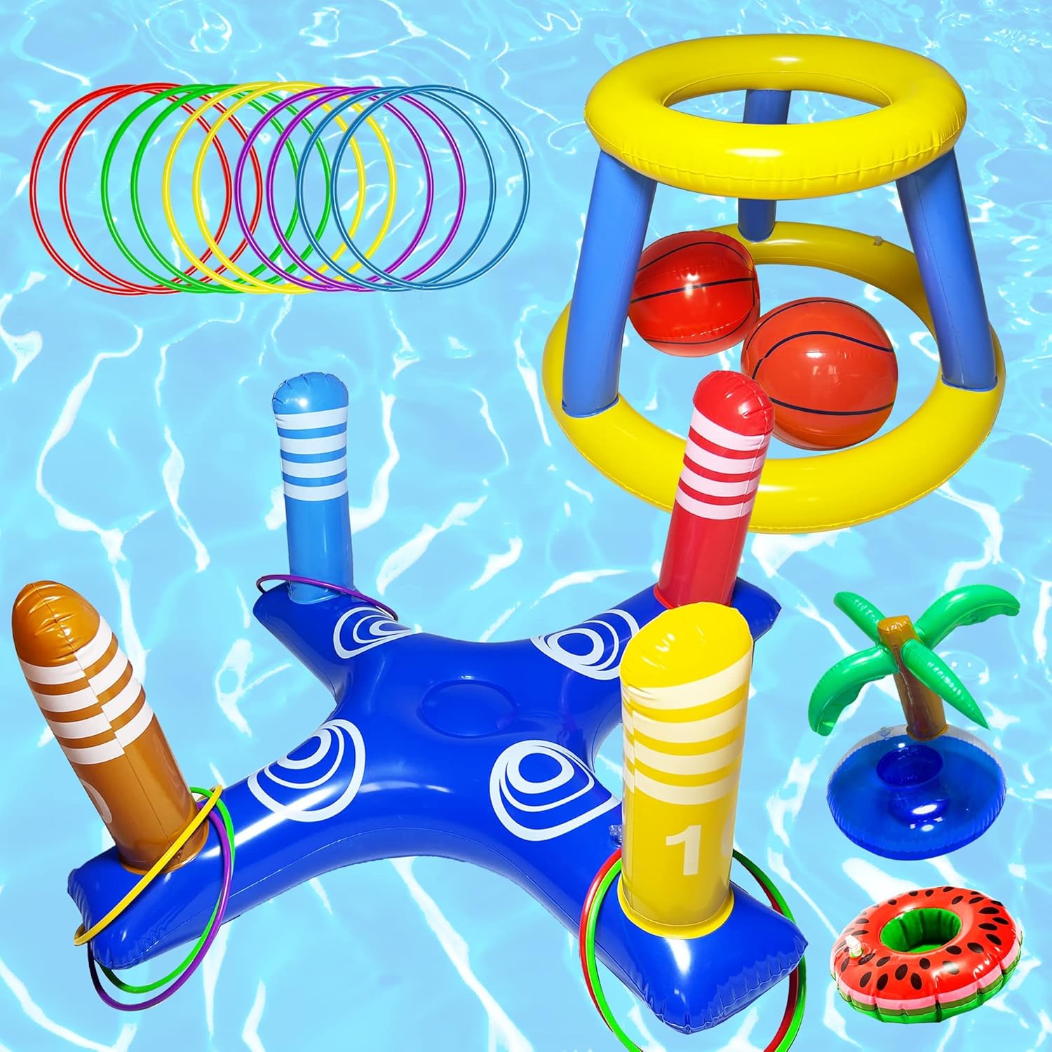 Amazon.com: Runwosen 20 PCS Pool Toys Games for Kids Adults and Family ...