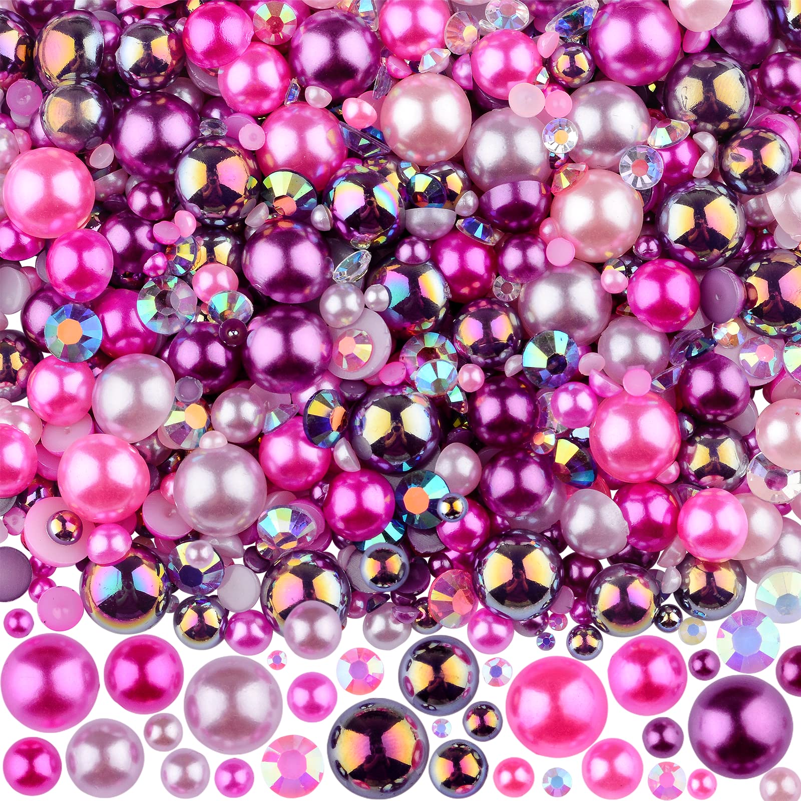 Amazon.com: Kikonoke 75g Mix Resin Pearls Rhinestones Kit, 3-10mm Half ...
