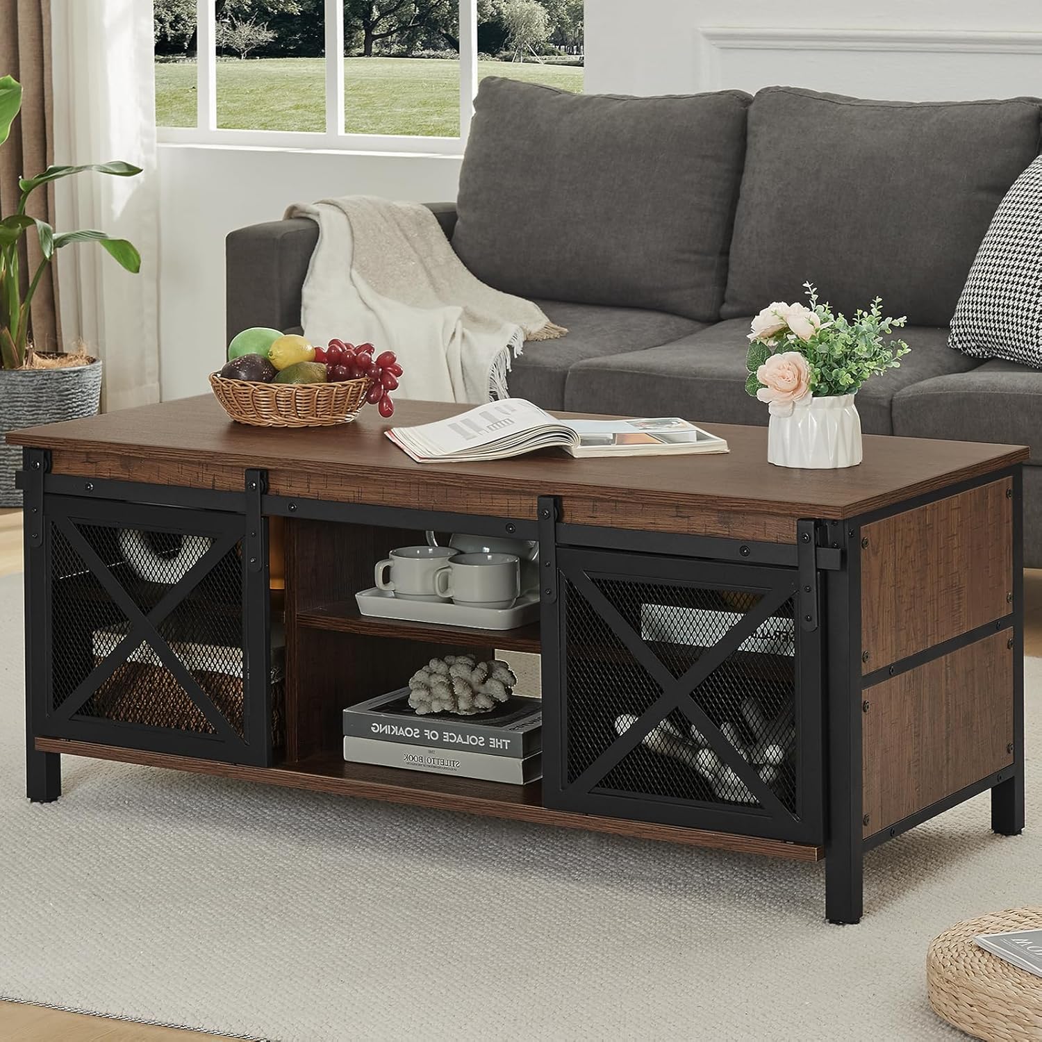 Amazon.com: HOMISSUE Coffee Table with Storage, 43" Rectangle Coffee ...