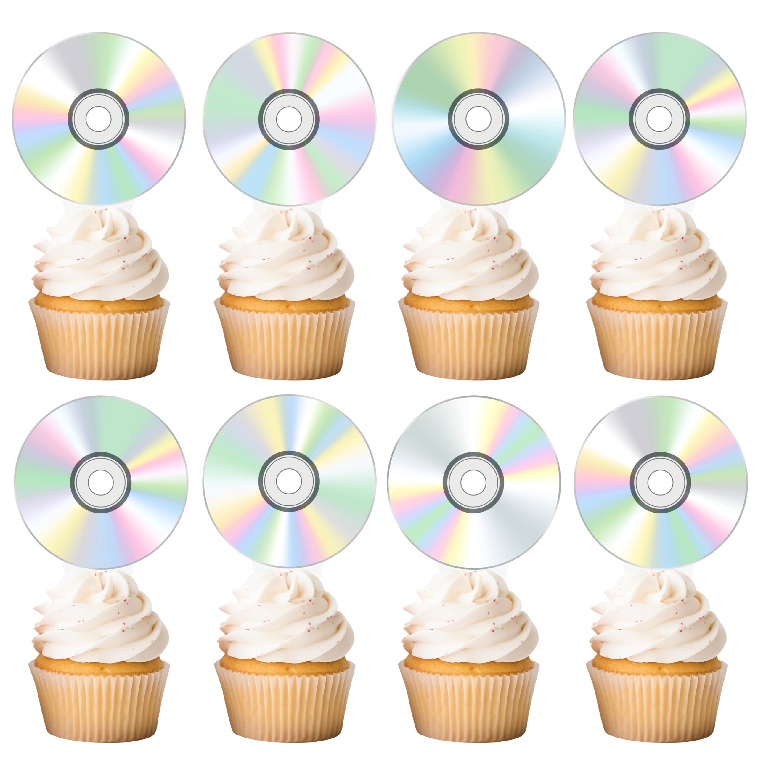 Amazon.com: 48Pcs CD Cupcake Toppers 90s Birthday Party Decorations ...