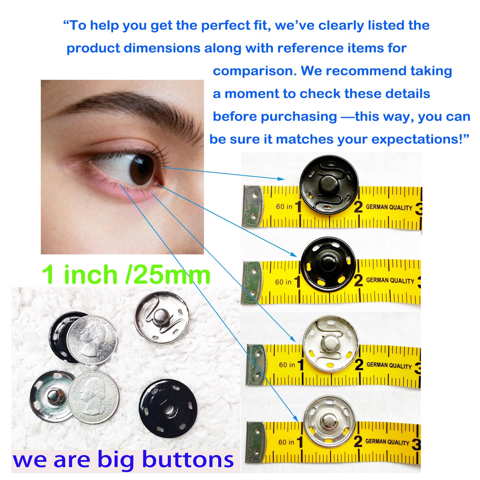 Snap Buttons Aazon.co: Sew On Etal Fastener Buttons For Sewing Big Buttons
