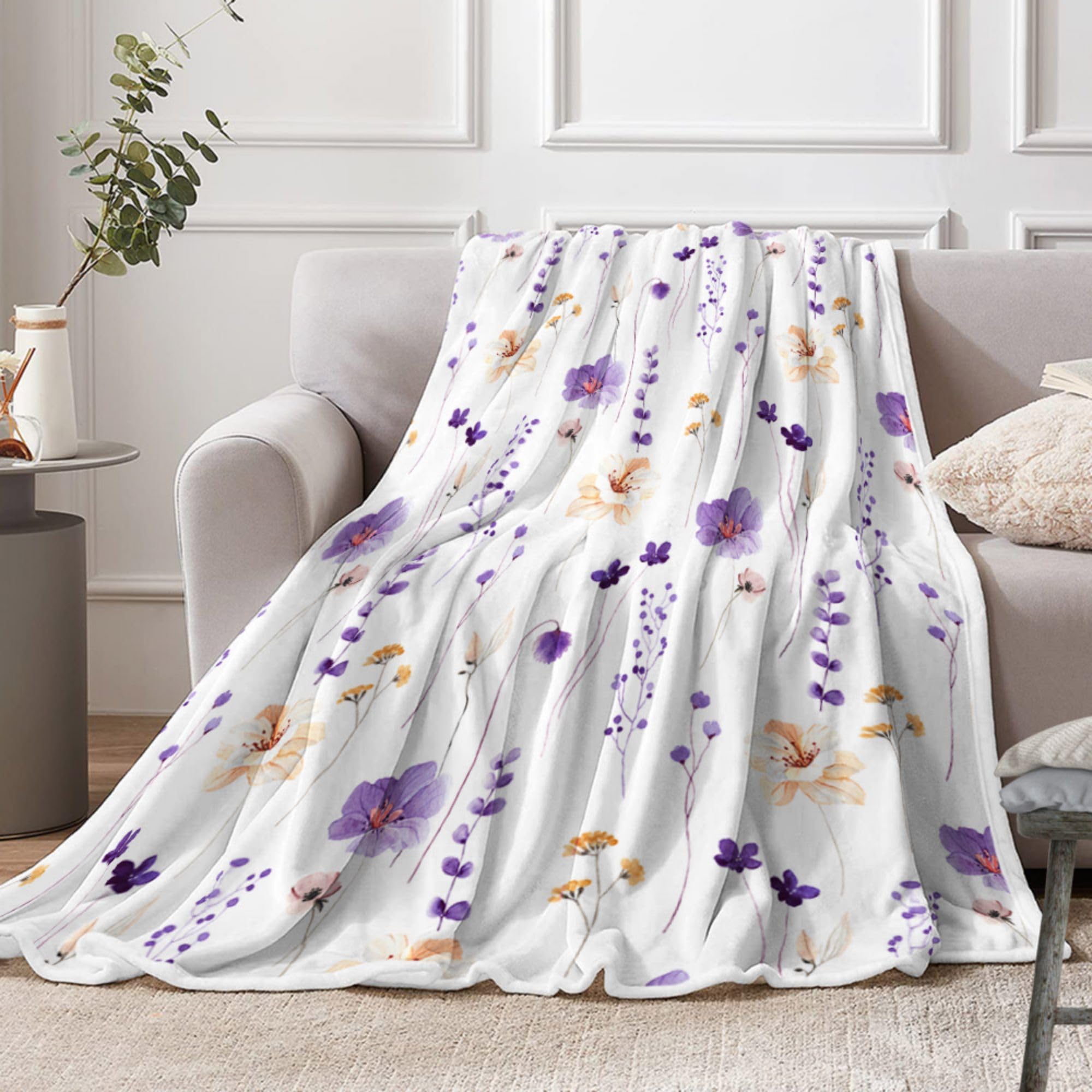 Amazon.com: Purple Throw Blanket, Spring Floral Summer Throw Blanket ...