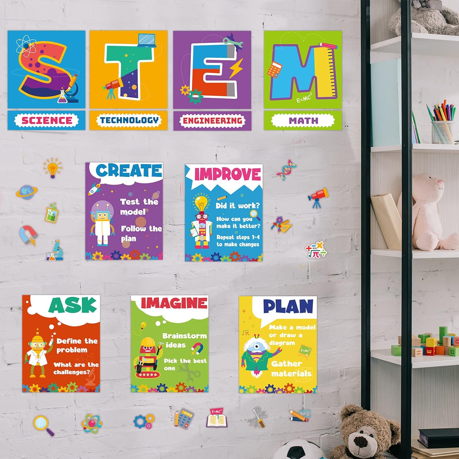 61 Pack Science Classroom Decor - STEM Posters, Bulletin Board Cutouts ...
