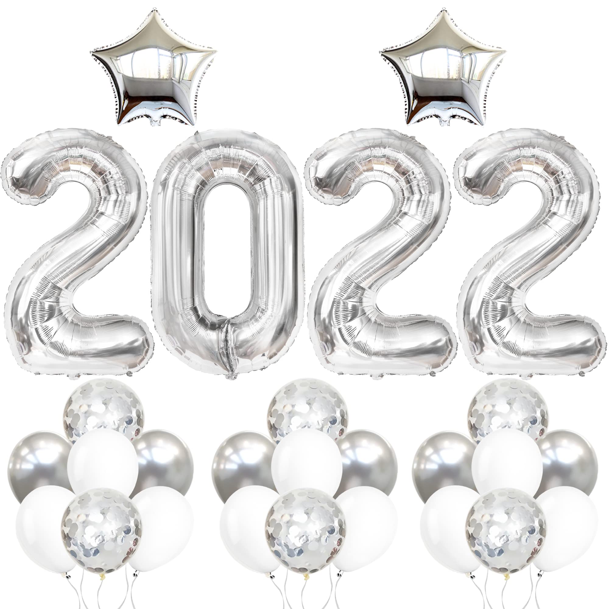 Buy Giant Silver 2022 Balloons Numbers Set - 40 Inch, 2022 Balloons ...